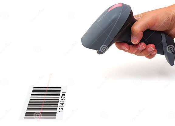 Woman Hold Scanner and Scan Barcode with Laser Stock Photo - Image of ...