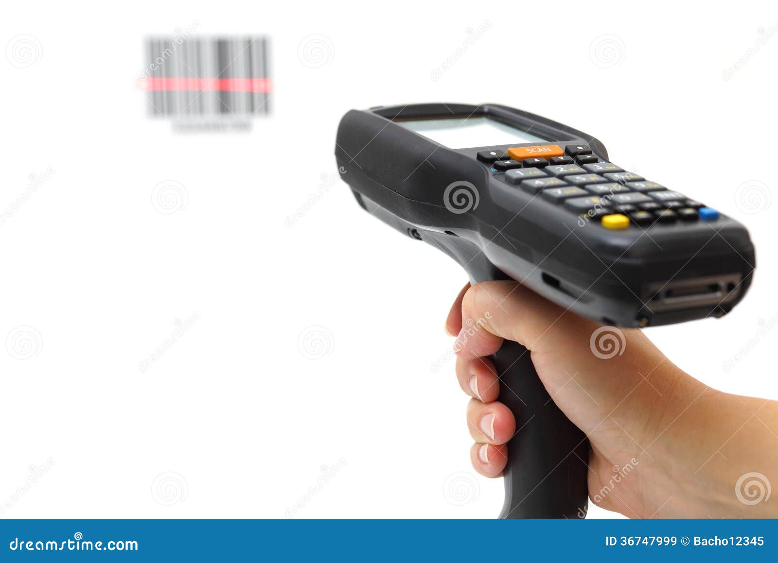 Woman Hold Scanner and Scans Barcode with Laser Stock Image - Image of ...