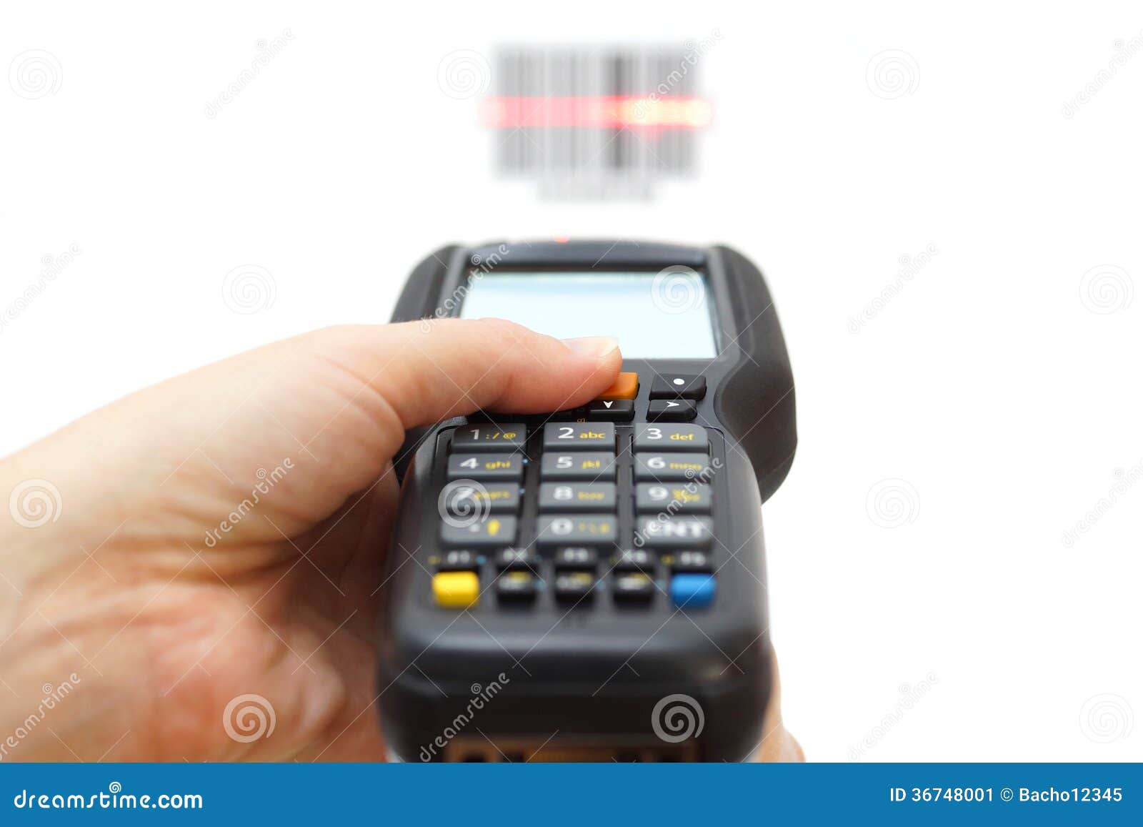 Woman Hold Scanner and Scans Barcode with Laser Stock Image - Image of ...
