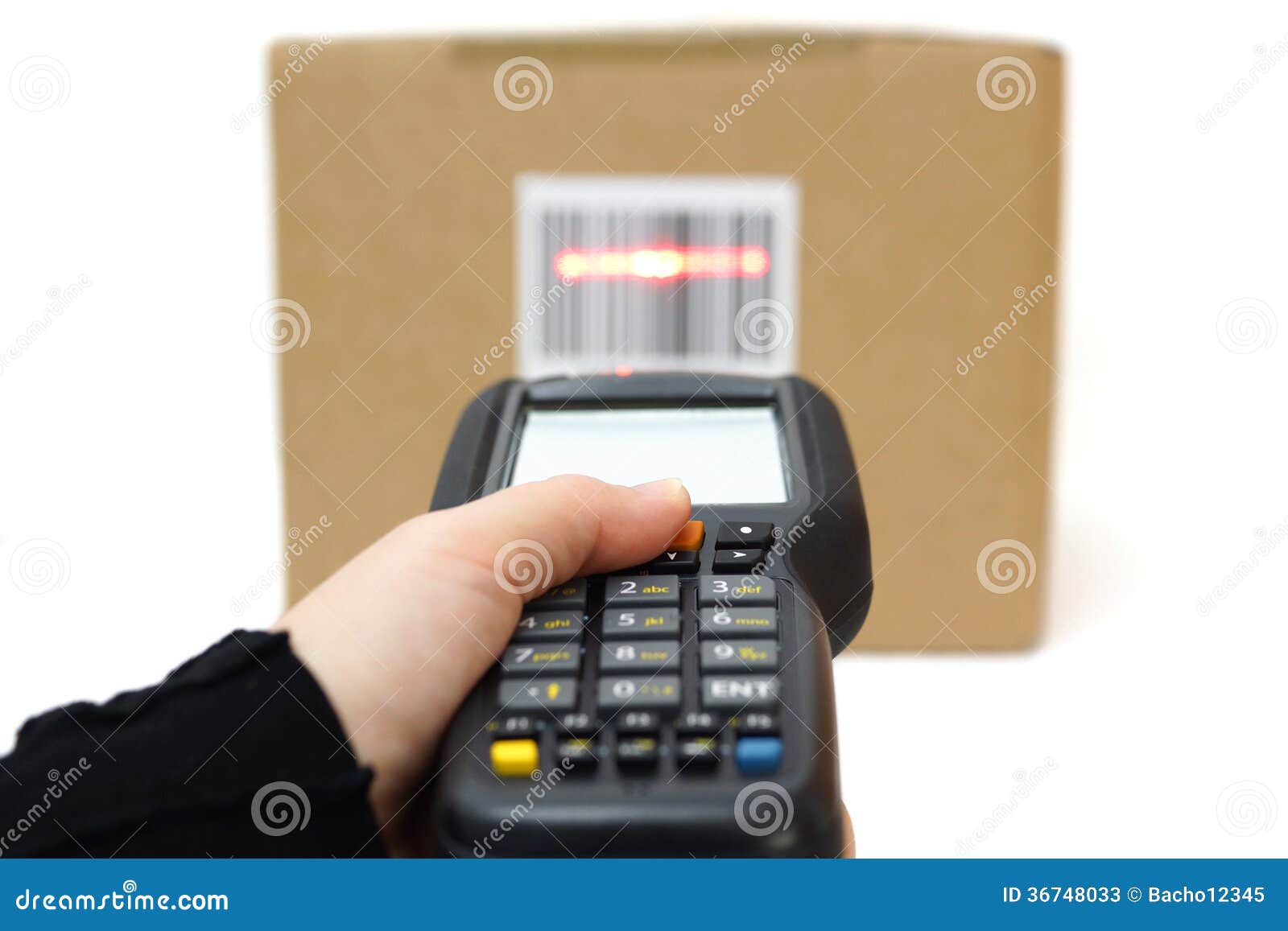 Woman Hold Scanner and Scans Barcode with Laser Stock Image - Image of ...