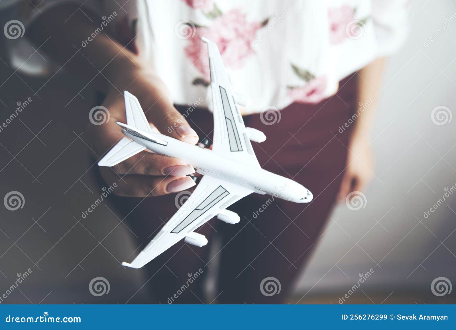 Woman Holding an Airplane Model in Hand Stock Image - Image of concept ...