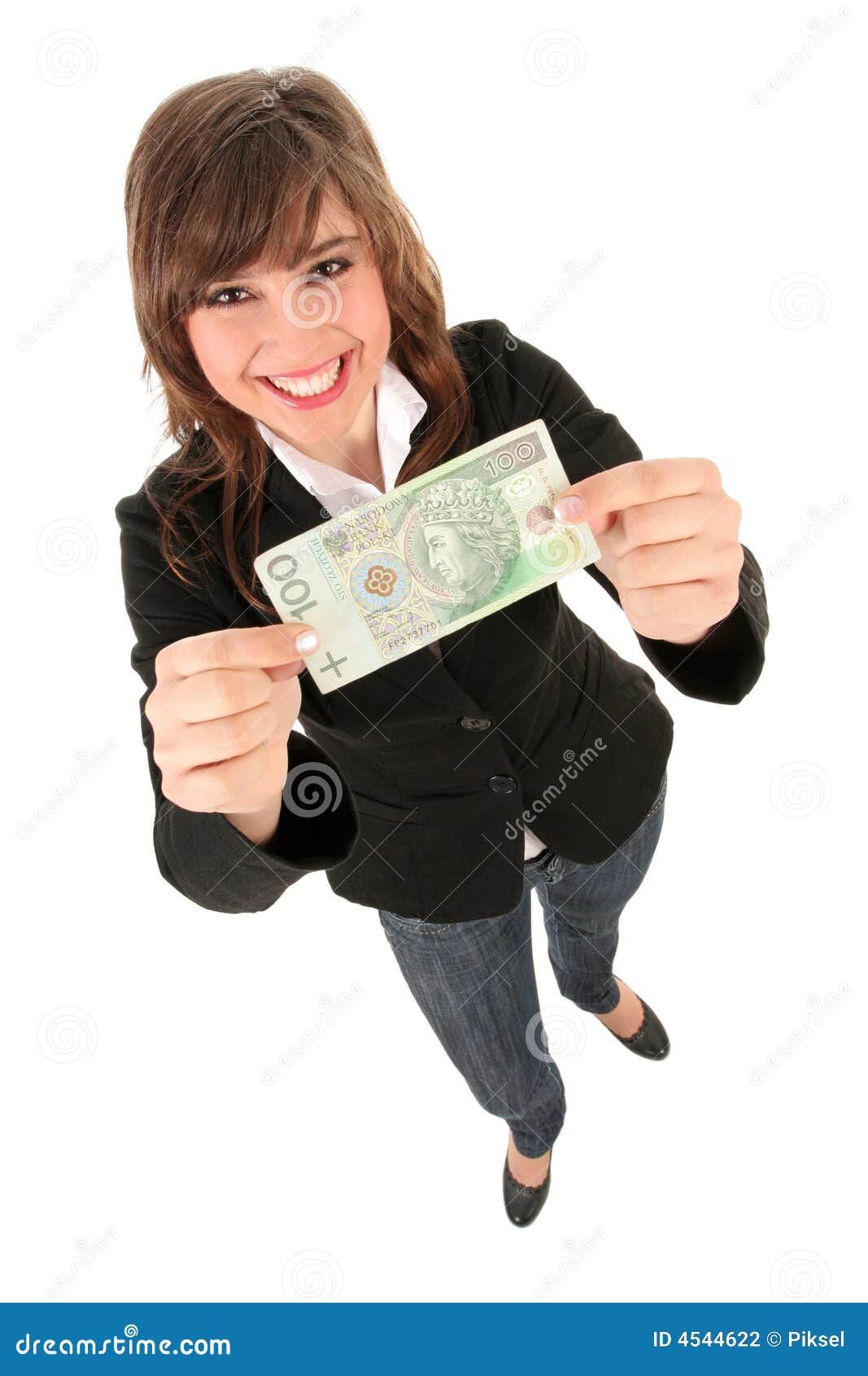 Woman Holding Banknote stock photo. Image of isolated - 4544622