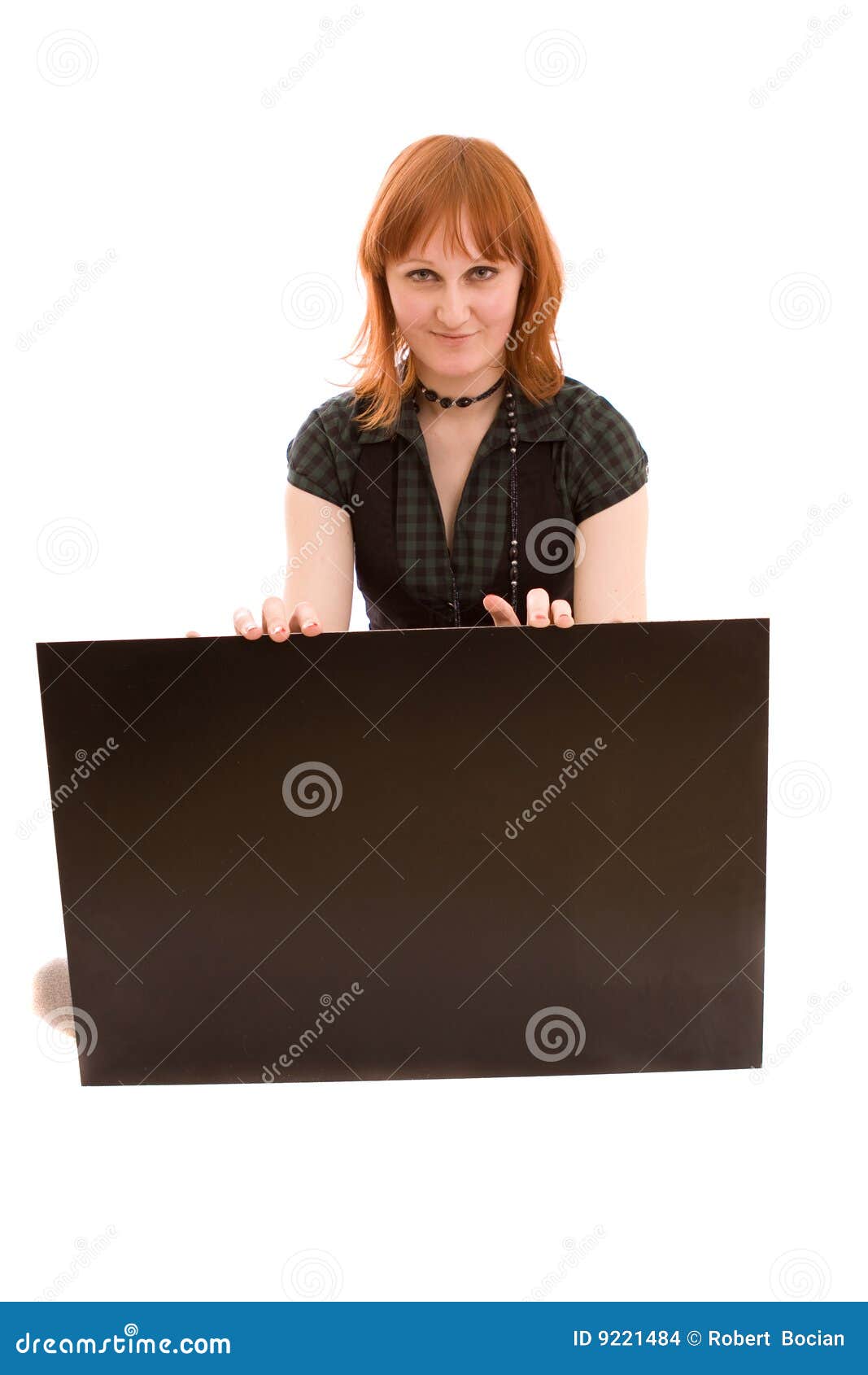 Woman holding banner stock photo. Image of advertise, adult - 9221484