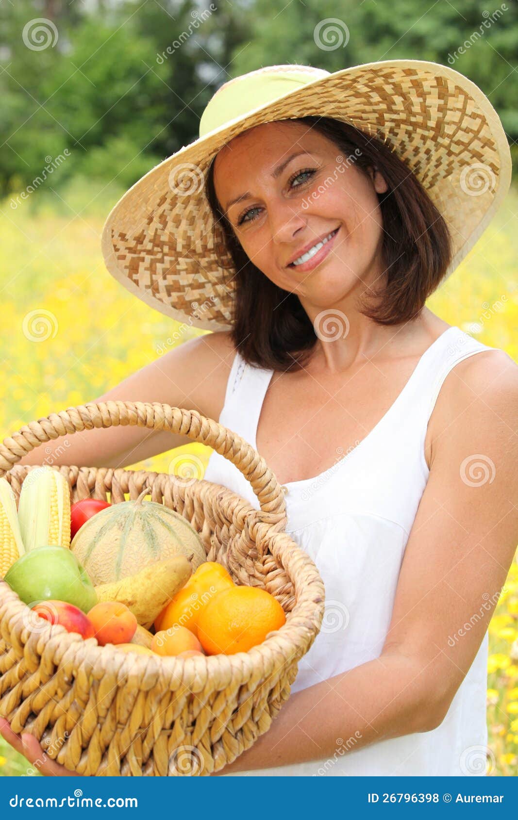 Woman holding a basket stock photo. Image of peaceful - 26796398