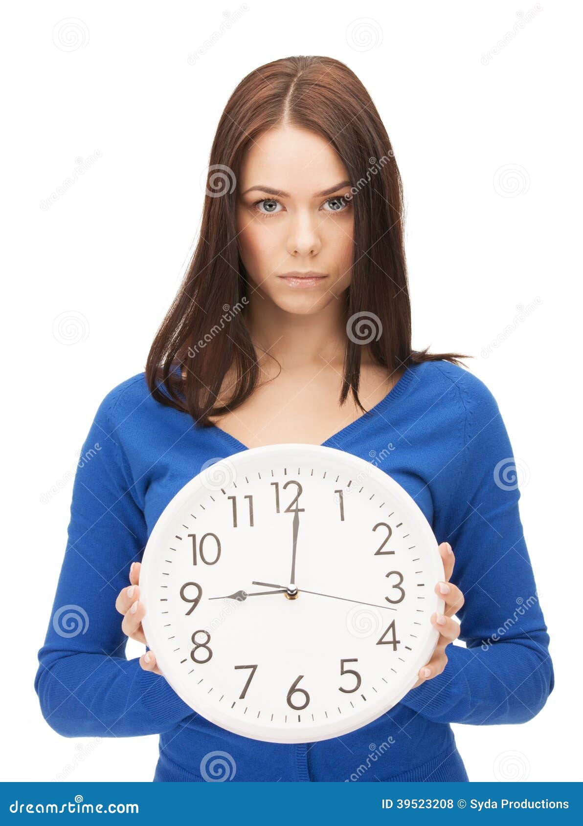 Woman holding big clock stock photo. Image of businesspeople - 39523208