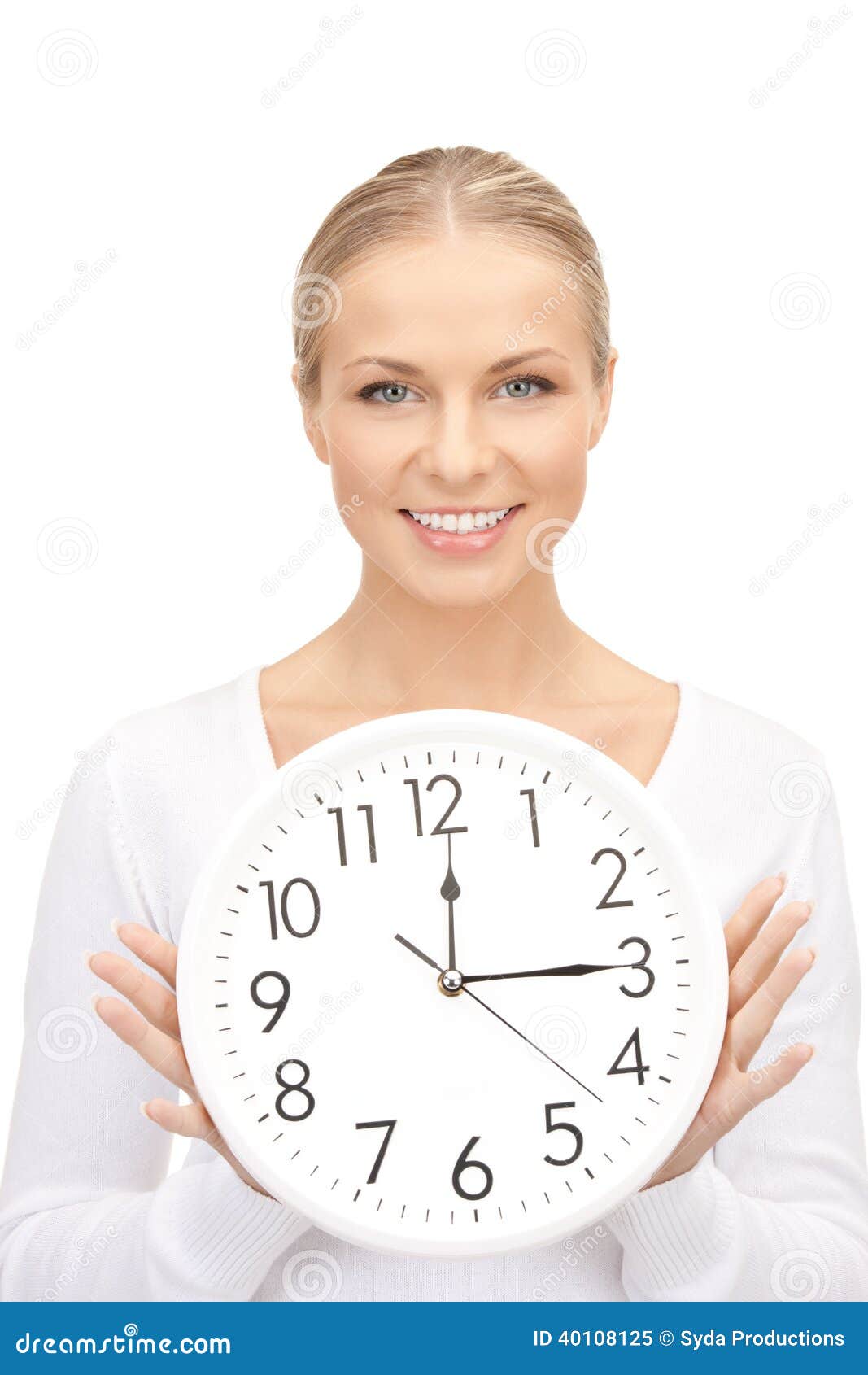 Woman holding big clock stock image. Image of corporate - 40108125