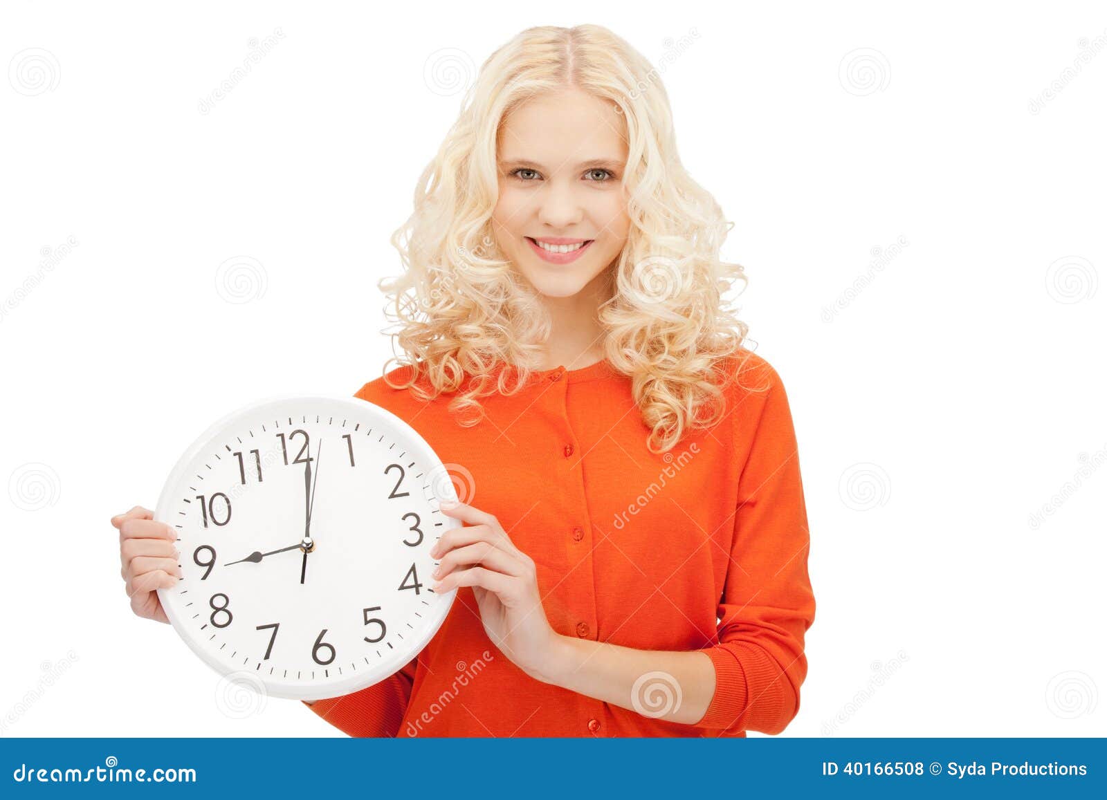 Woman holding big clock stock photo. Image of caucasian - 40166508