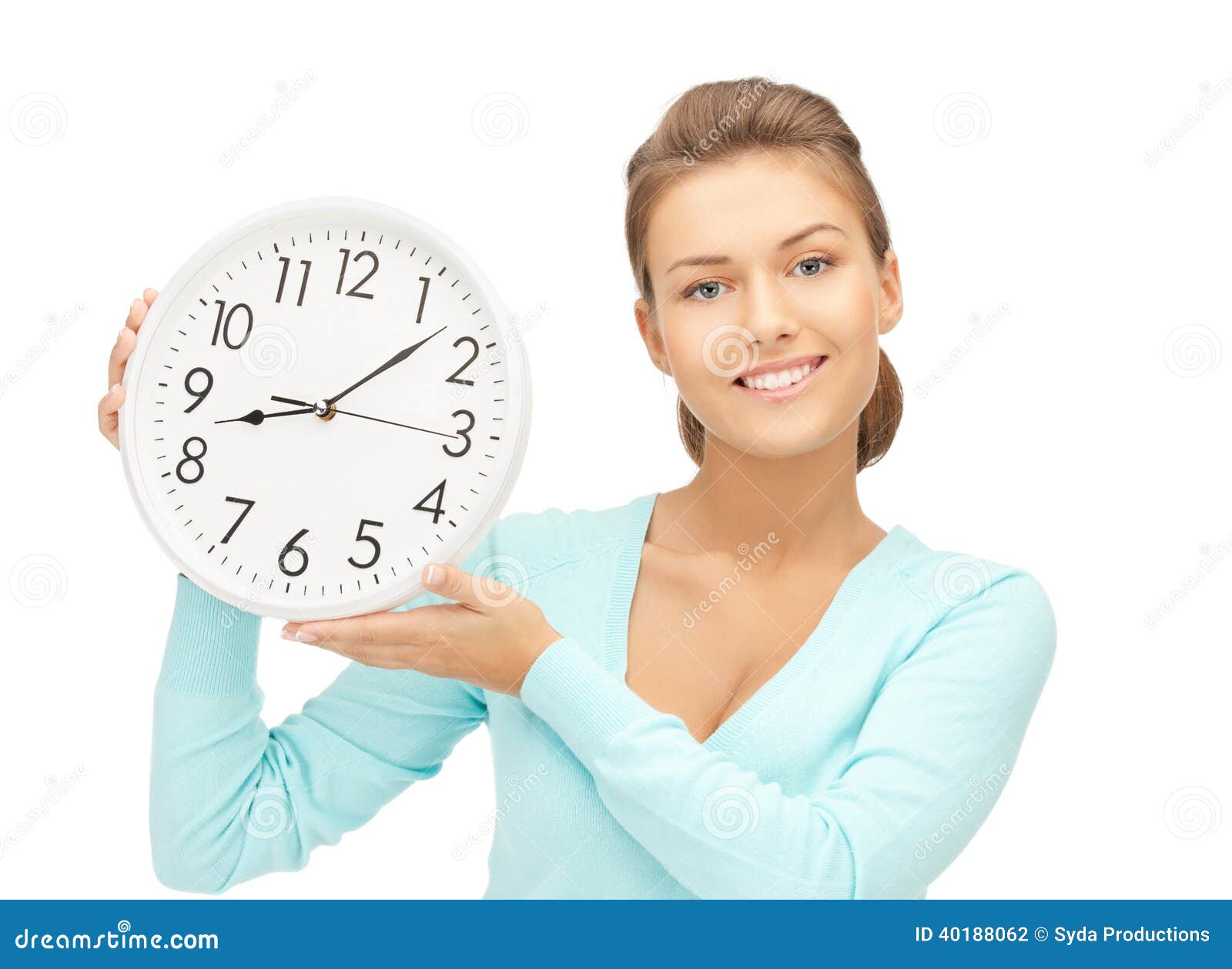 Woman holding big clock stock photo. Image of business - 40188062