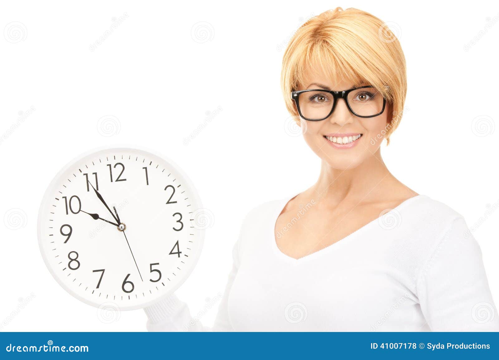 Woman holding big clock stock photo. Image of businesswoman - 41007178
