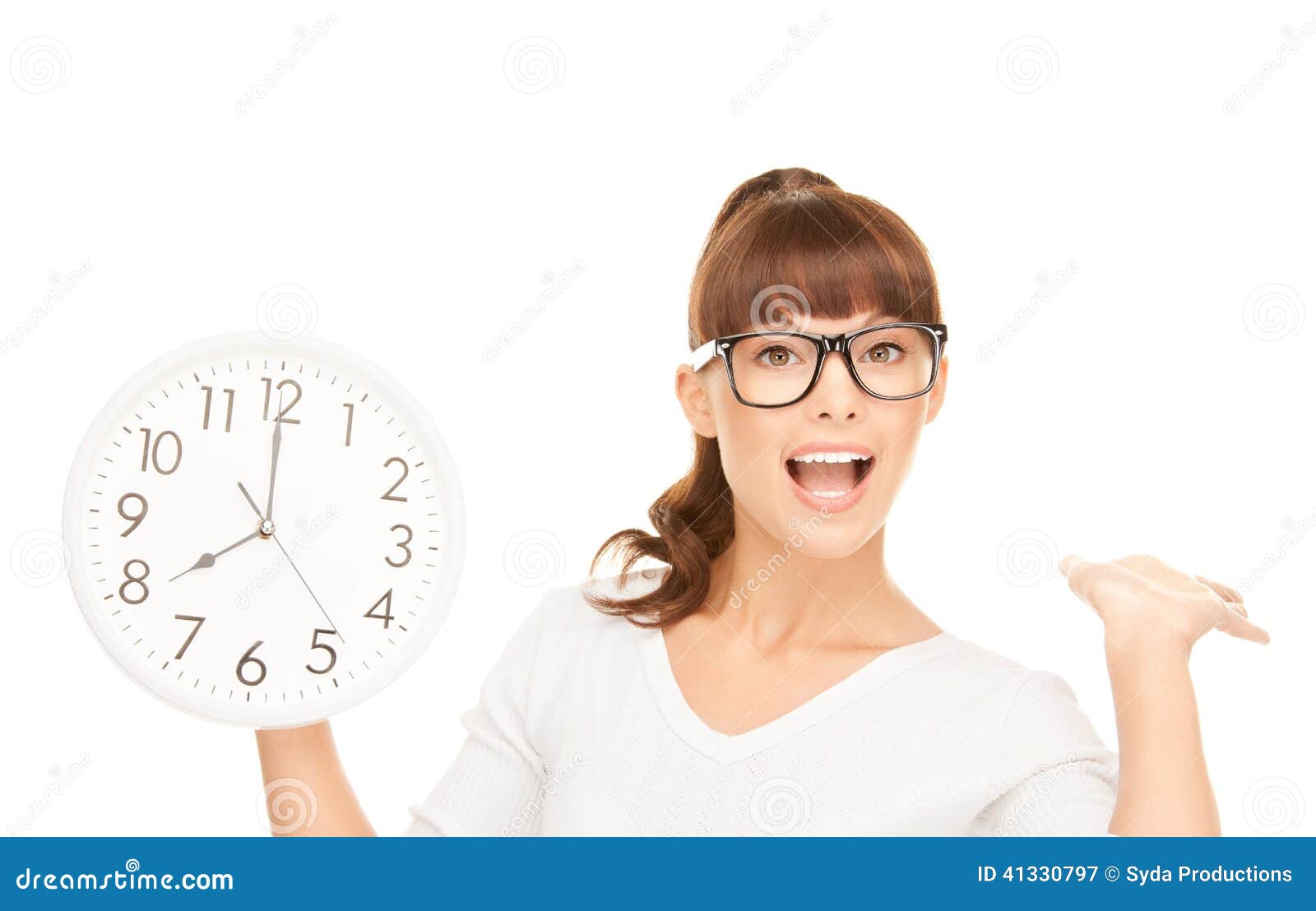 Woman holding big clock stock image. Image of corporate - 41330797
