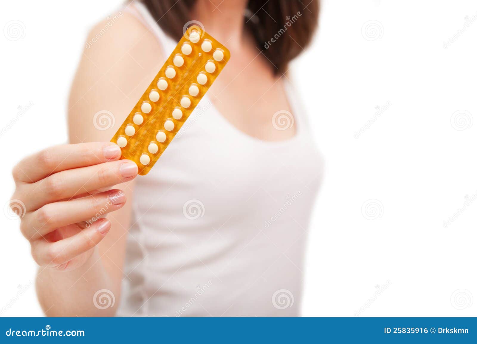 Woman Holding Birth Control Pills Stock Photo - Image of color, drug ...