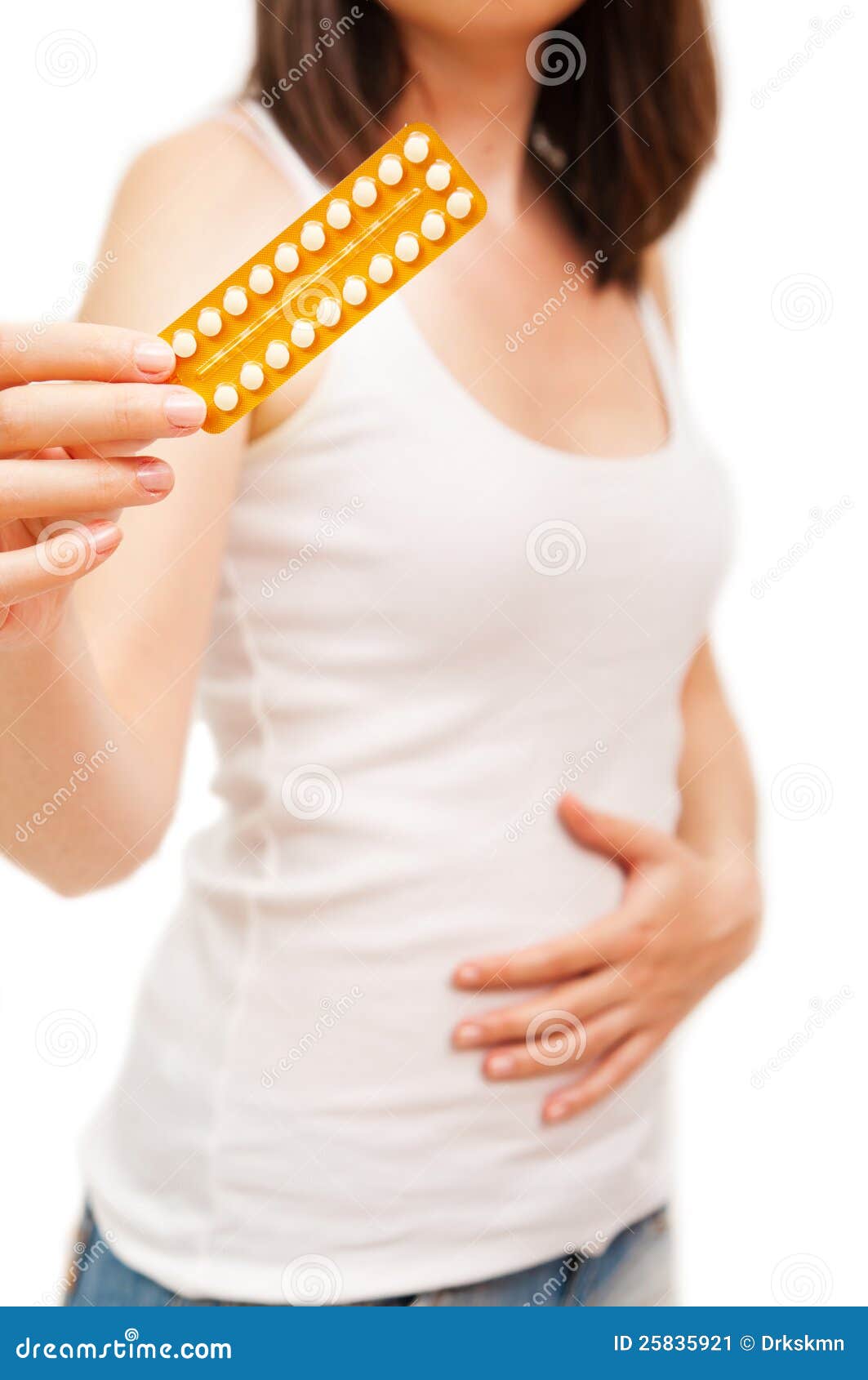 Woman Holding Birth Control Pills Stock Image - Image of menstrual ...