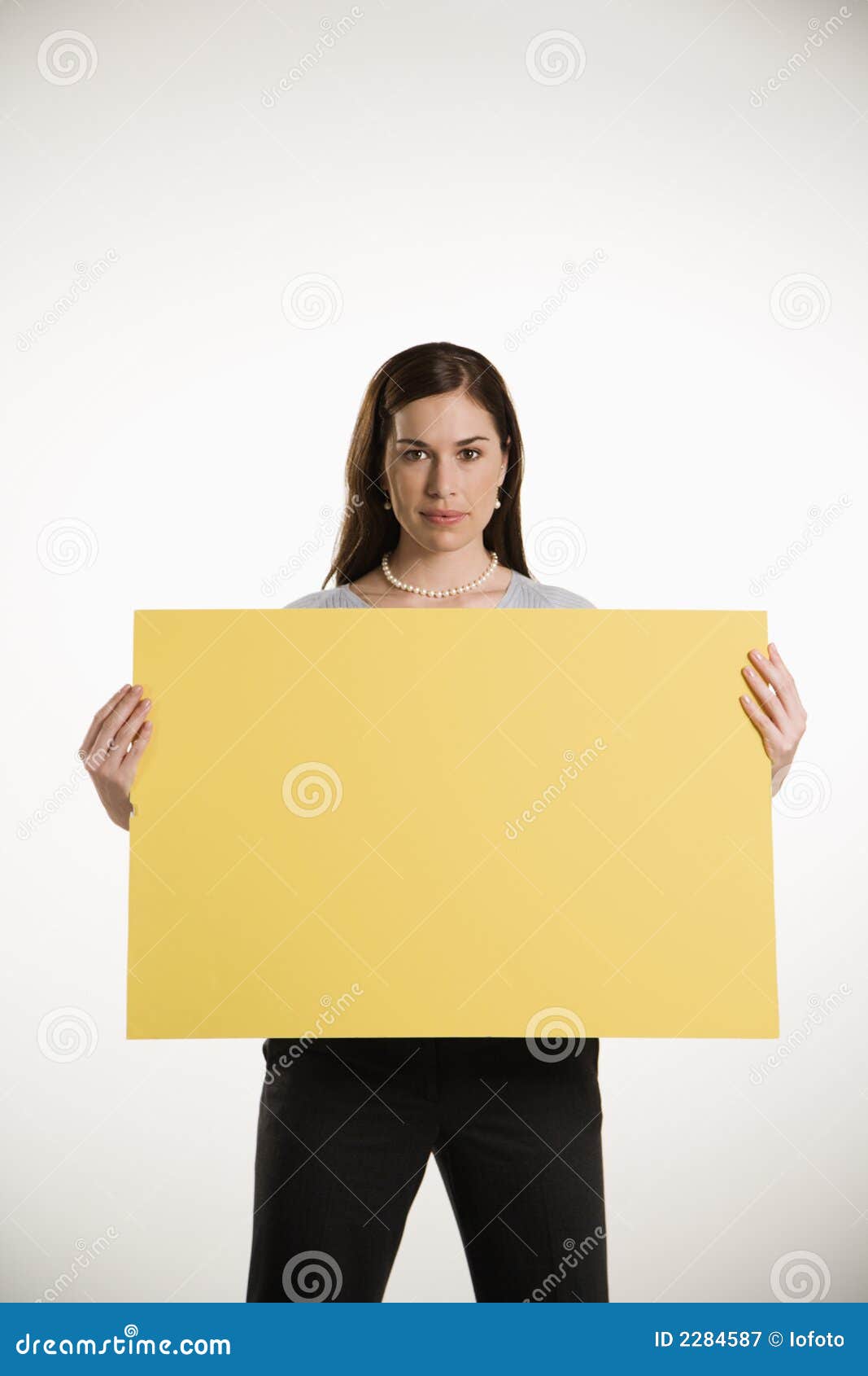 Woman holding blank sign. stock image. Image of attractive - 2284587