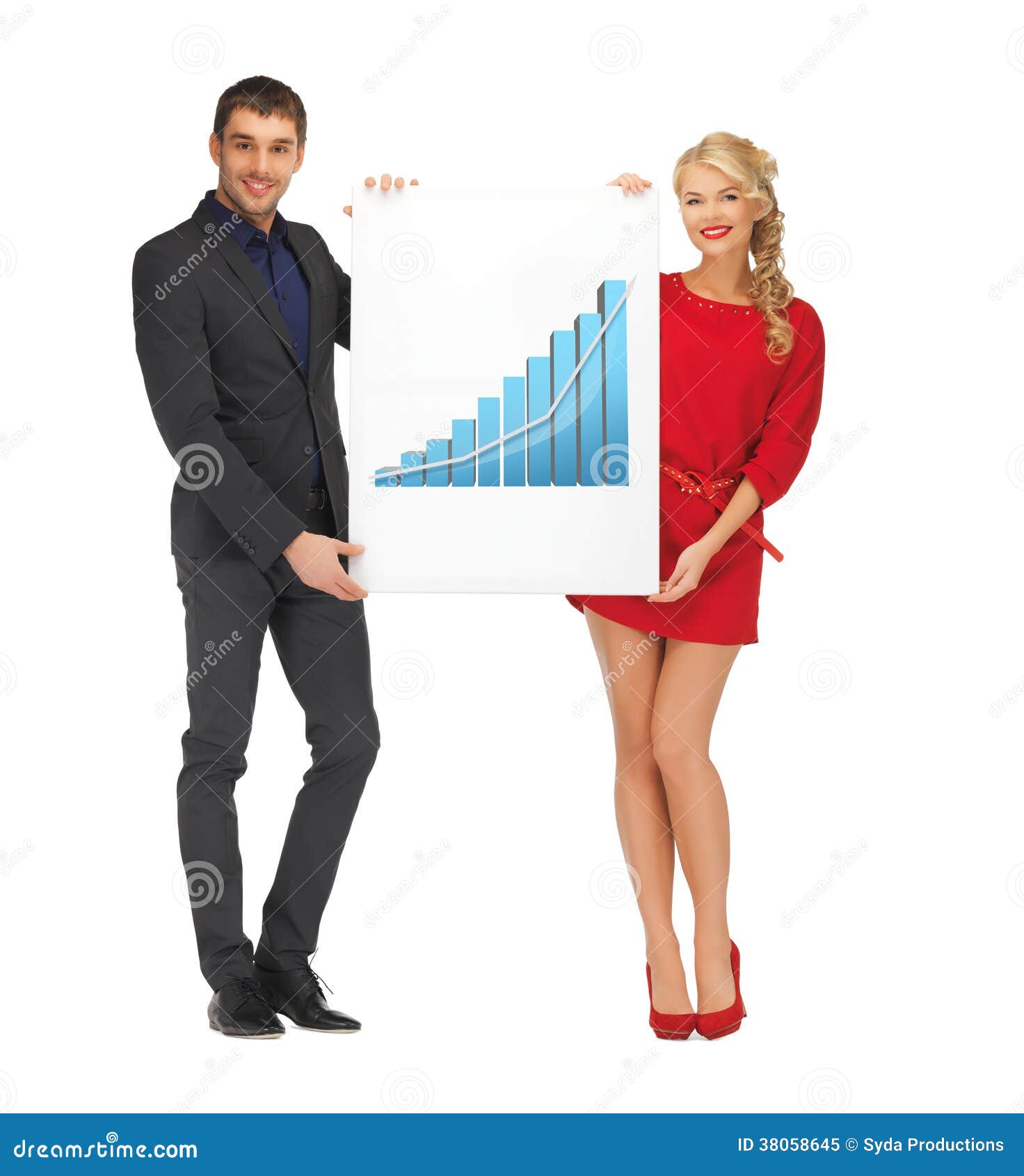 Woman Holding Board with 3d Graph Stock Image - Image of poster, graph ...