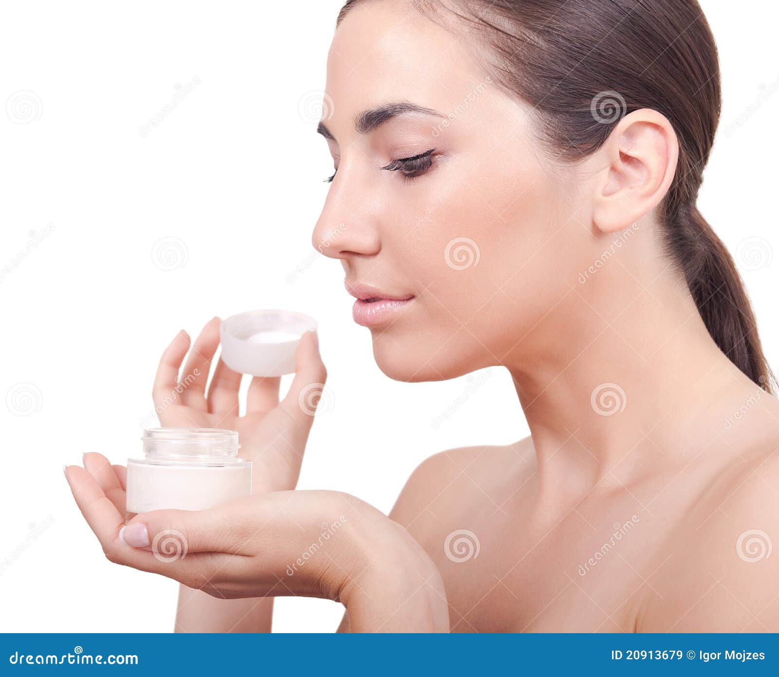 Woman holding body cream stock image. Image of head, girl - 20913679