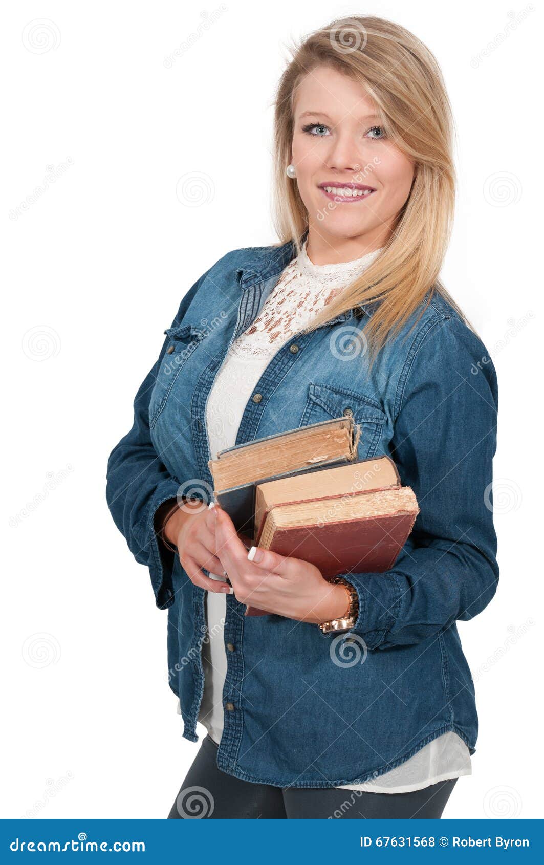 Woman holding books stock photo. Image of library, librarian - 67631568