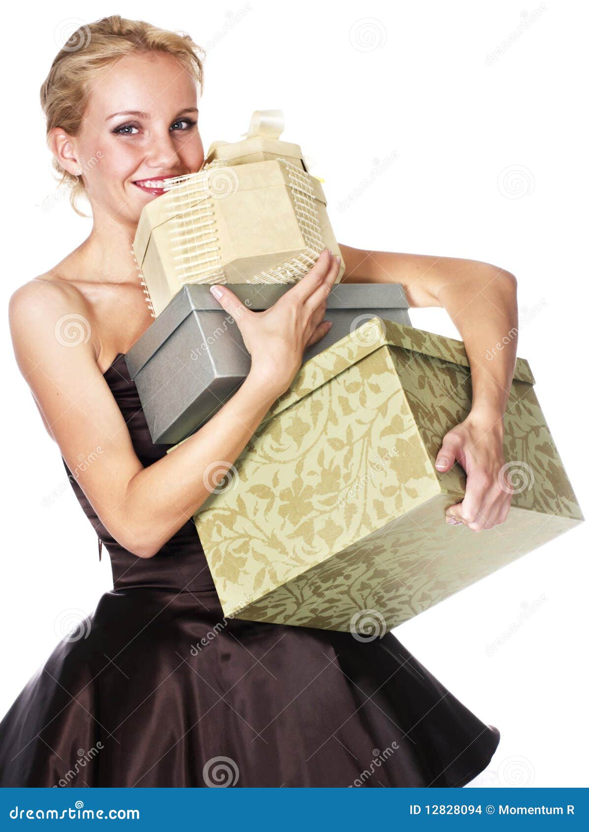 Woman Holding Boxes of Gift Stock Photo - Image of girl, caucasian ...