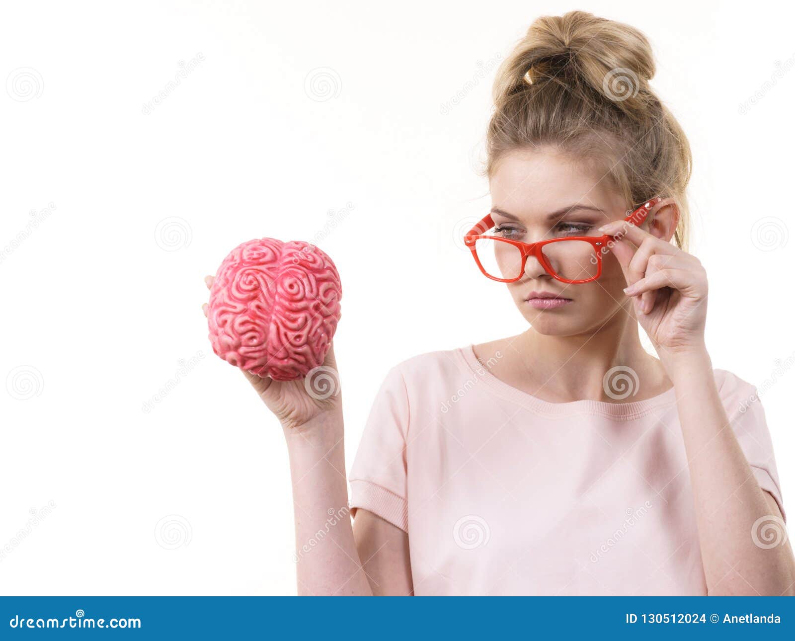Woman Holding Brain Having Idea Stock Photo - Image of understanding ...