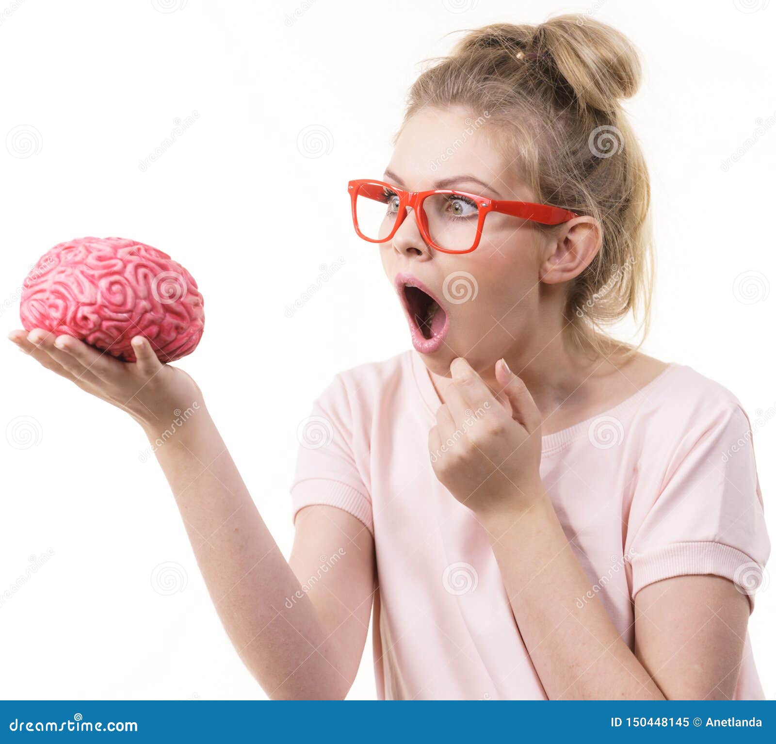 Woman Holding Brain Having Idea Stock Image - Image of mind, ideas ...