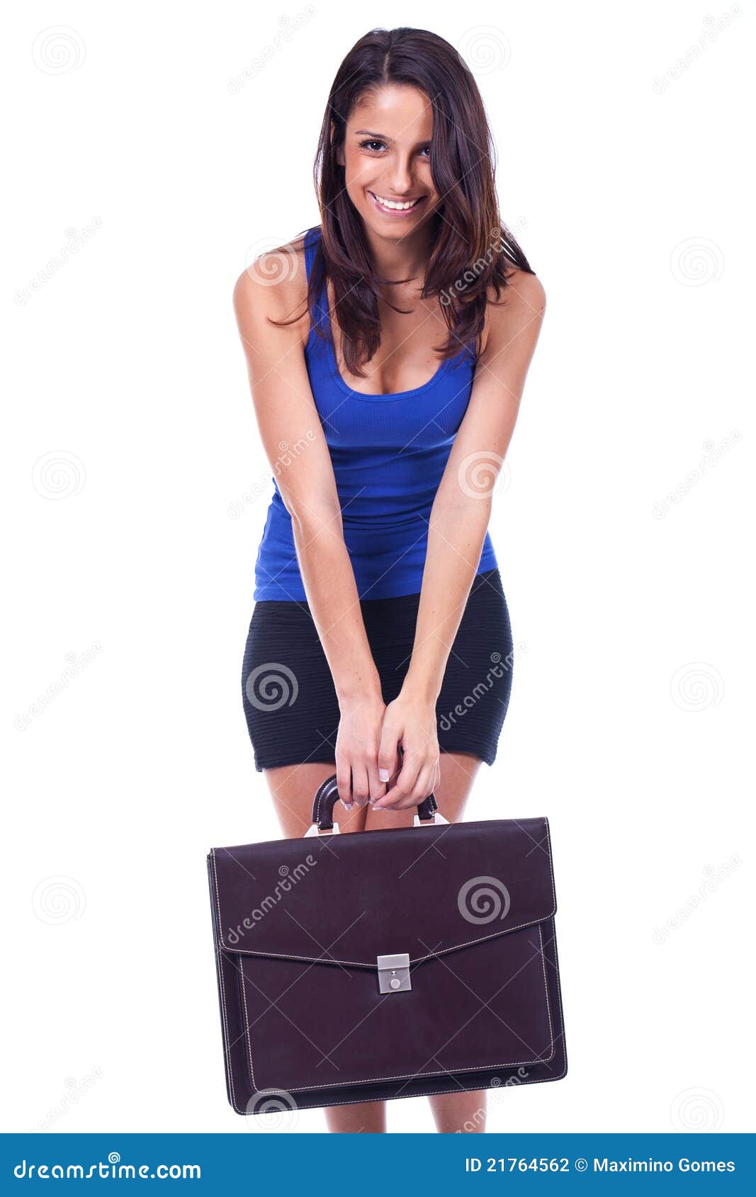 Woman is holding briefcase stock photo. Image of beauty - 21764562