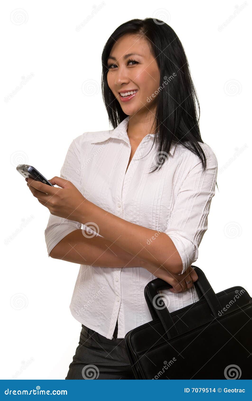 Woman holding briefcase stock photo. Image of expression - 7079514