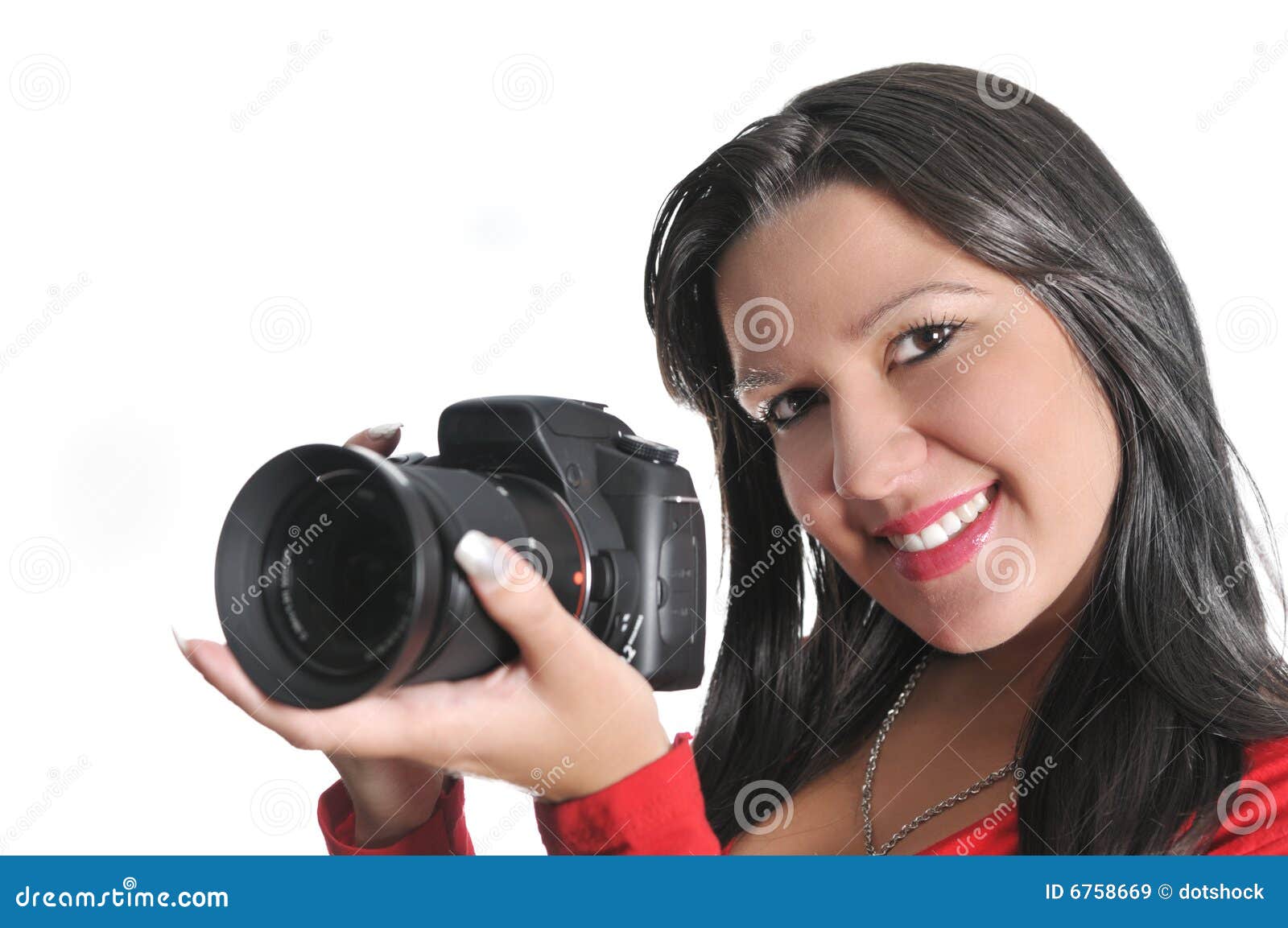 Woman Holding Camera in Hand T Stock Image - Image of woman, person ...
