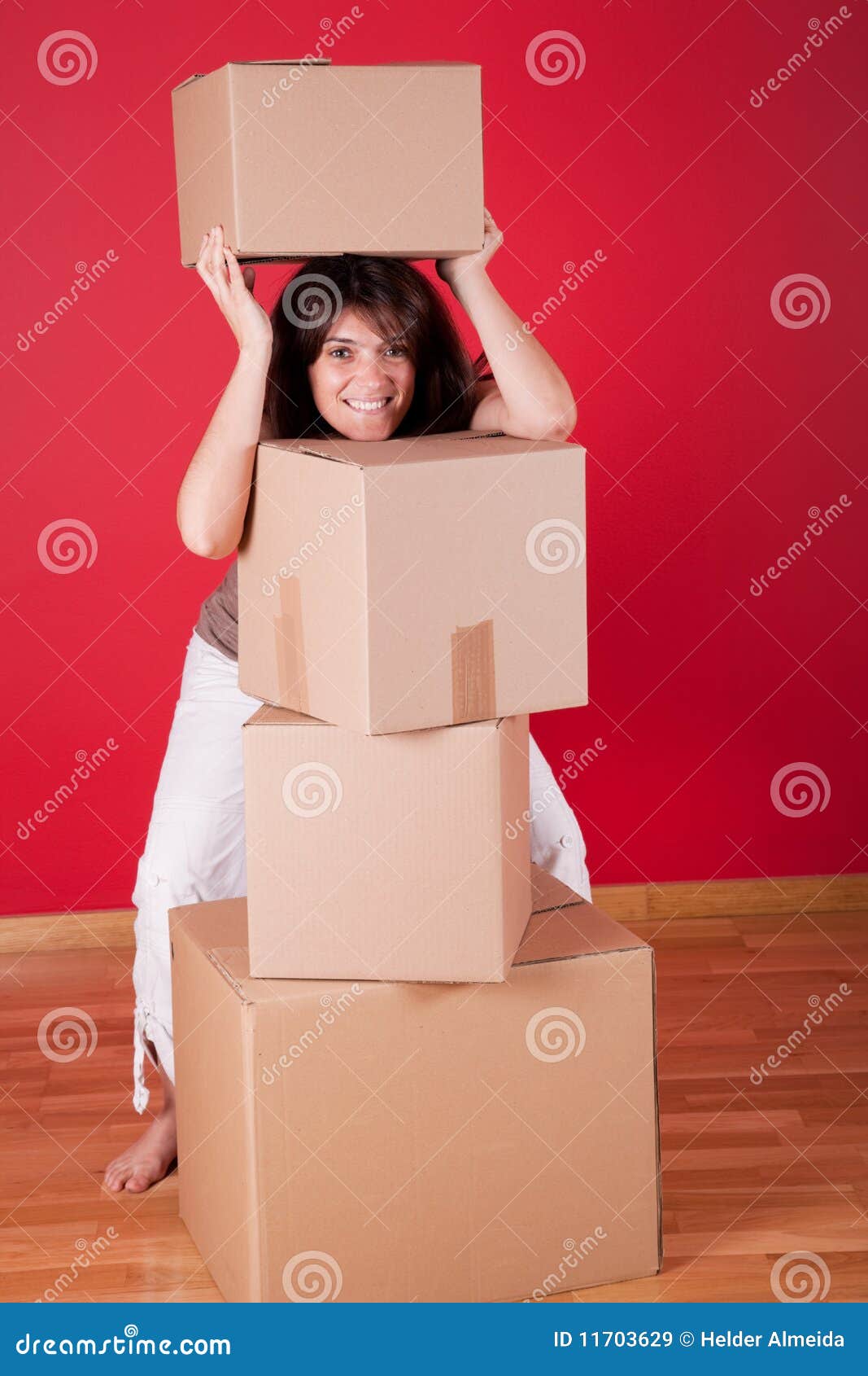 Woman Holding Cardboard Boxes Stock Image - Image of carry, carton ...