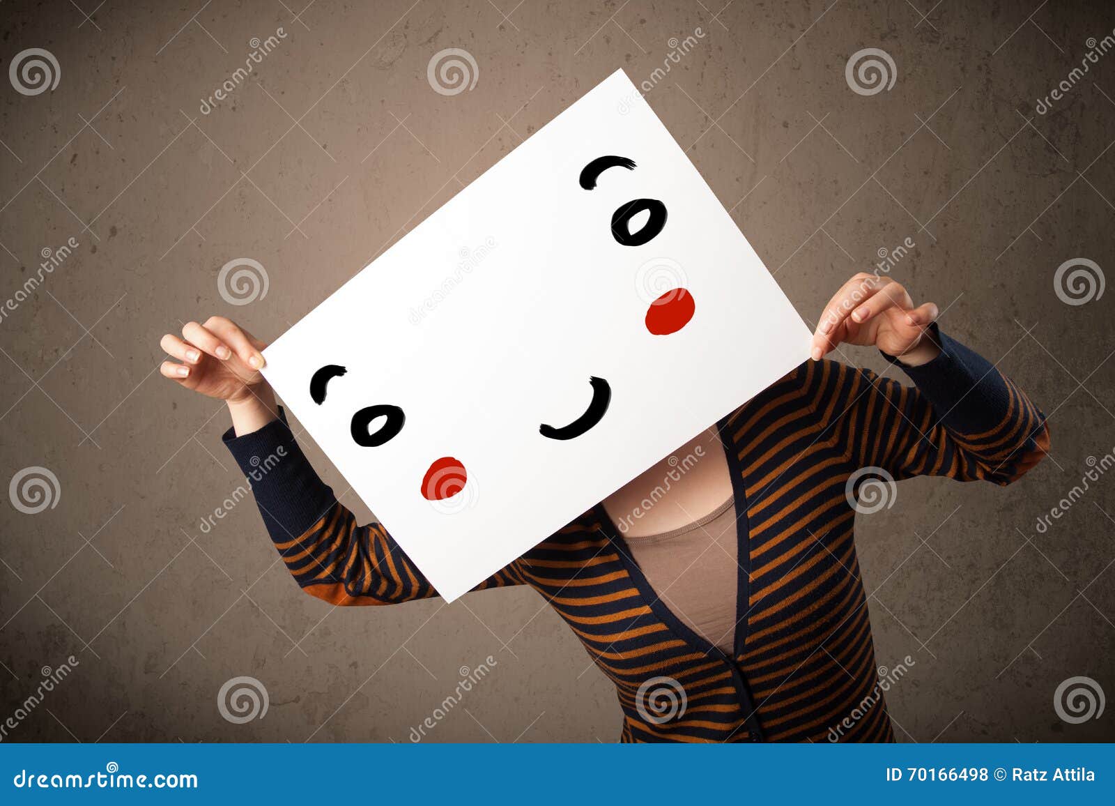 Woman Holding a Cardboard with a Smiley Face on it Stock Photo - Image ...