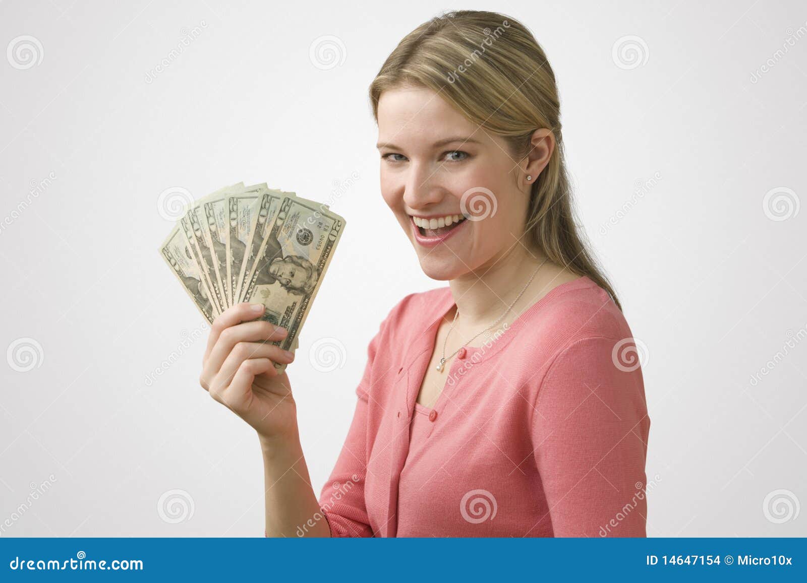 Woman Holding Cash stock photo. Image of money, beautiful - 14647154