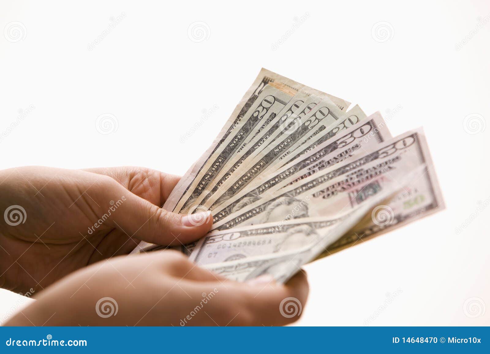 Woman Holding Cash stock photo. Image of counting, shot - 14648470