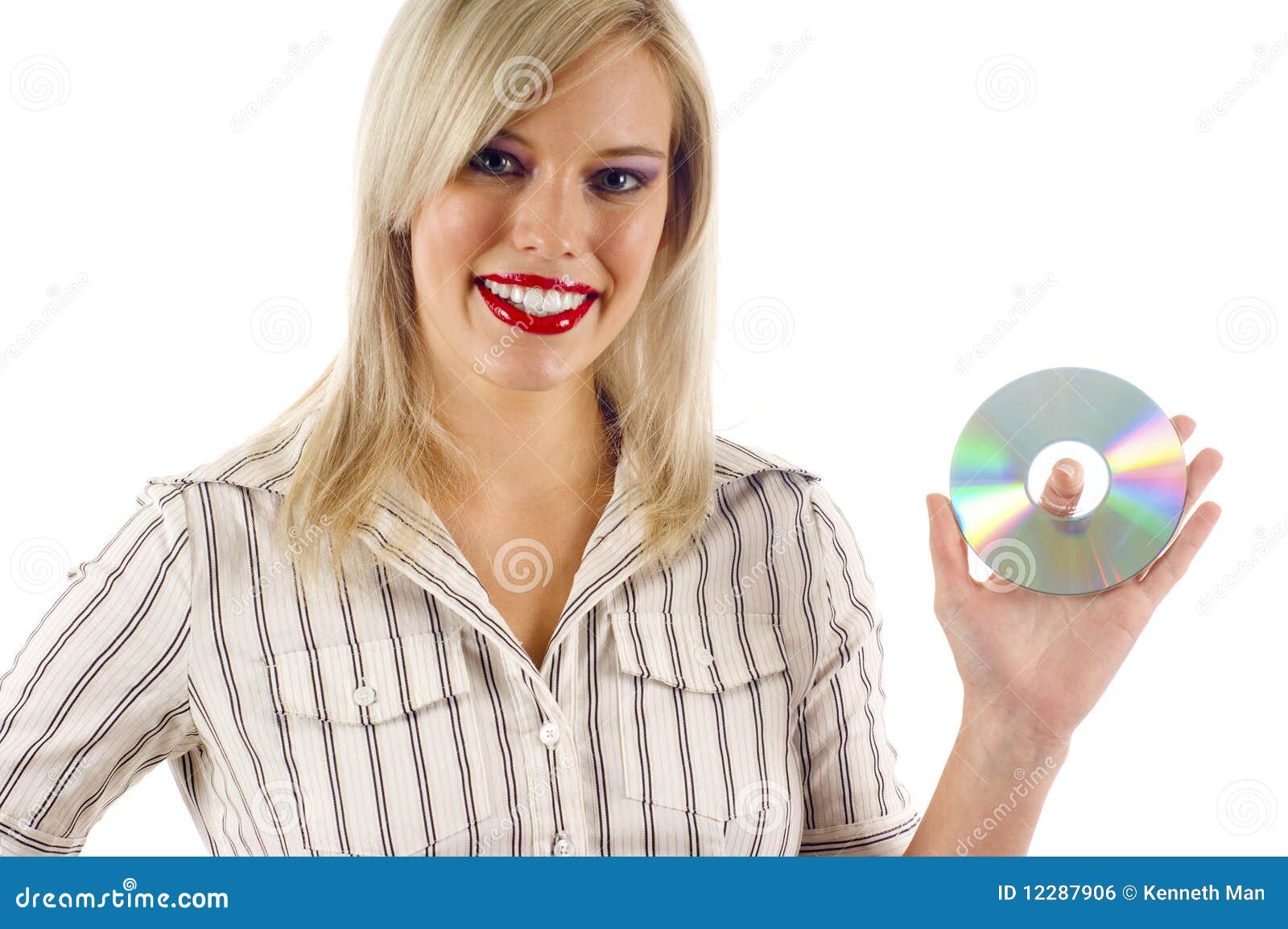 Woman Holding a CD stock photo. Image of expression, face - 12287906