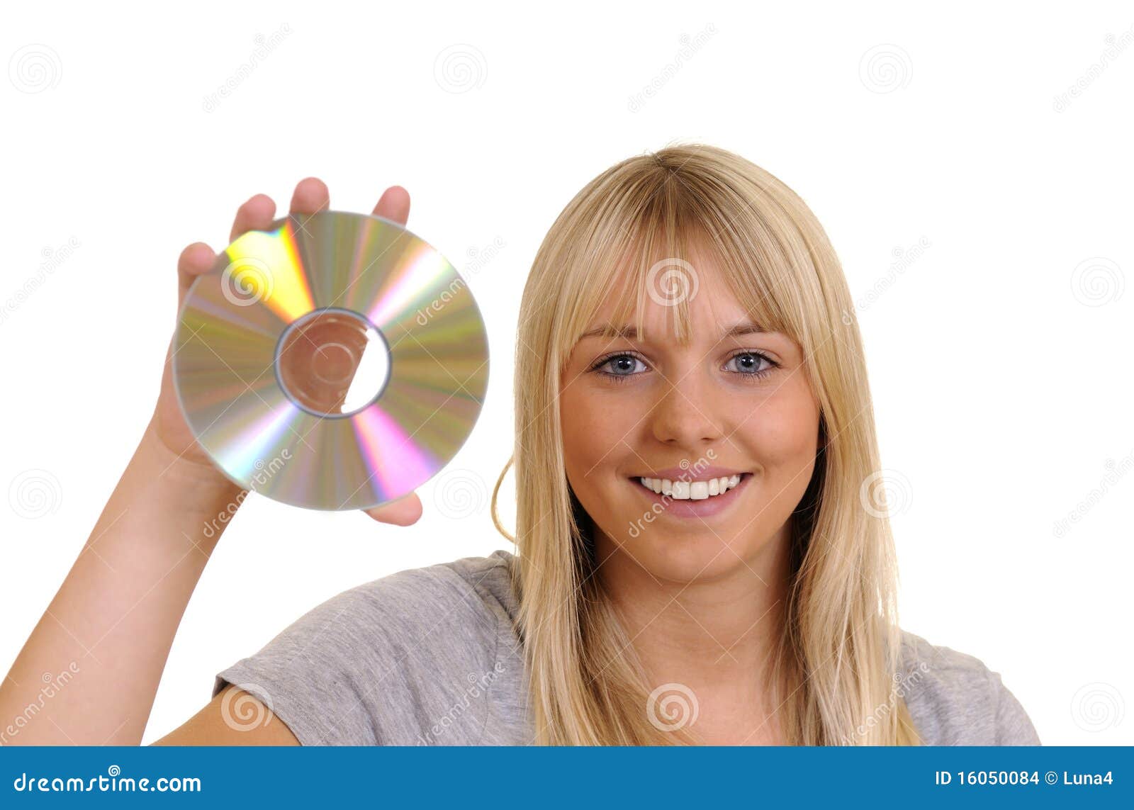 Woman holding a CD stock photo. Image of medium, computer - 16050084