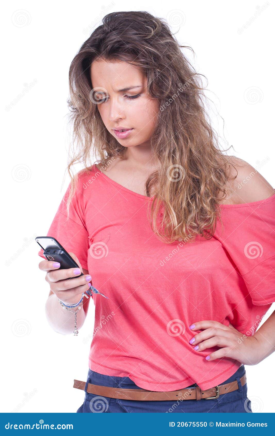 Woman holding a cell phone stock photo. Image of alone - 20675550