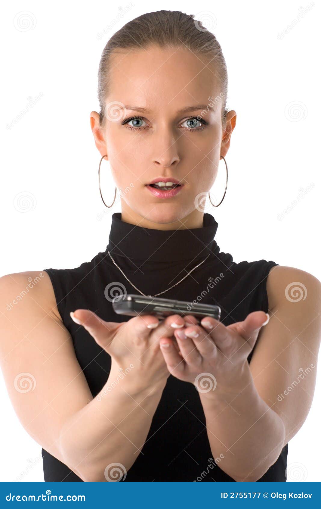 Woman holding cellphone stock image. Image of electronics - 2755177