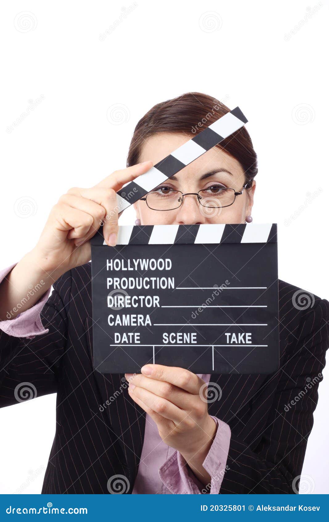 Woman holding clapper stock image. Image of blackboard - 20325801