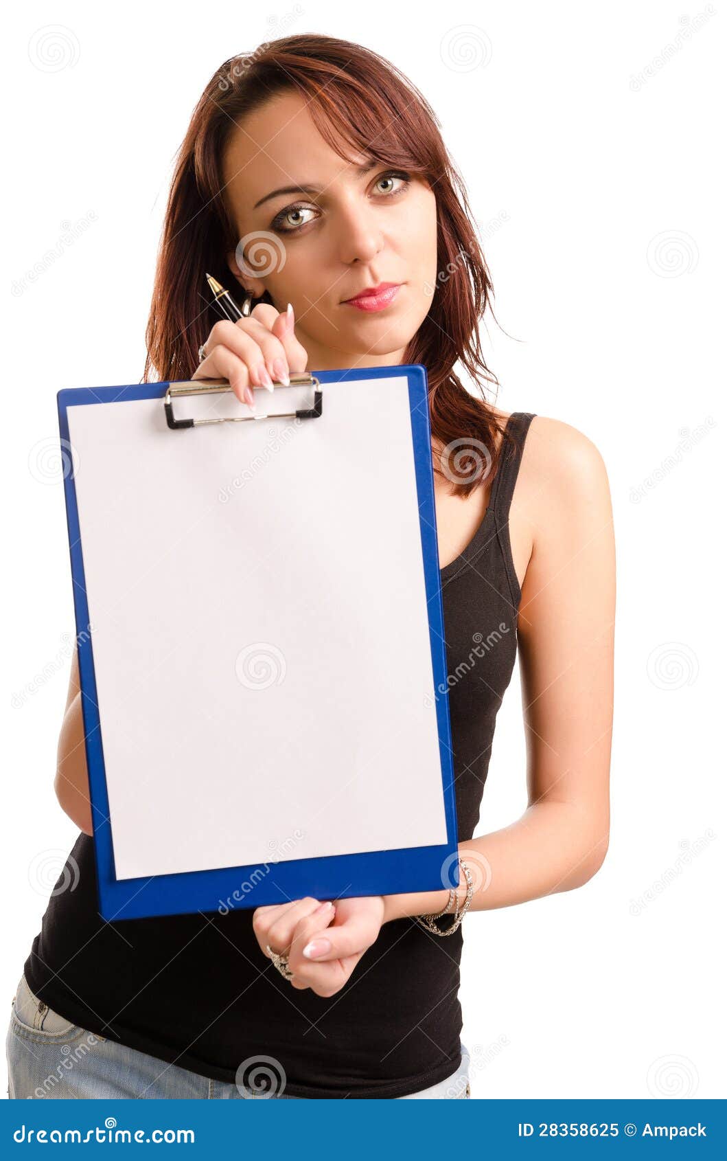 Woman holding a clipboard stock image. Image of femininity - 28358625