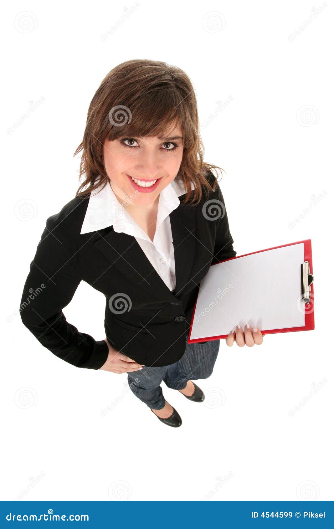 Woman holding clipboard stock image. Image of education - 4544599