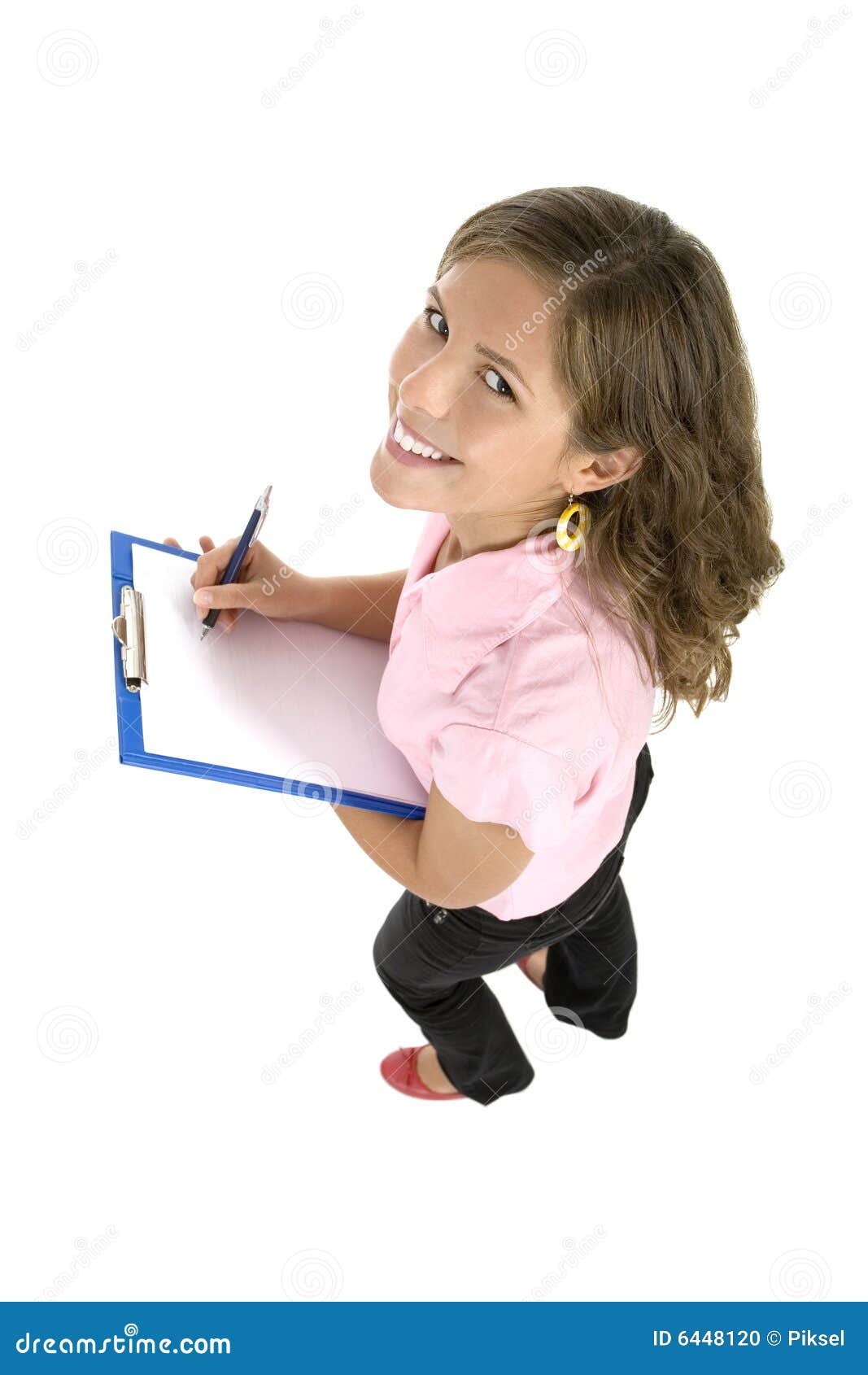 Woman holding clipboard stock photo. Image of paper, smiling - 6448120