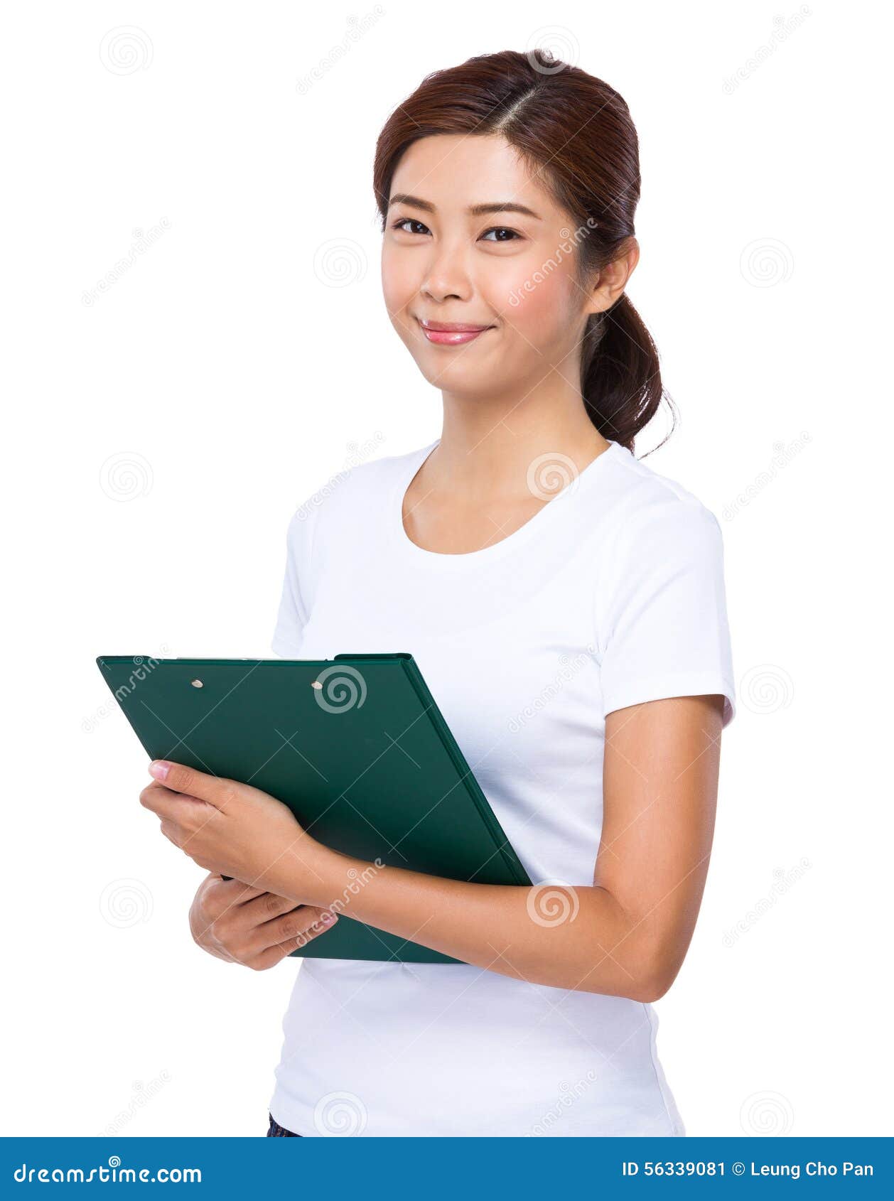 Woman holding clipboard stock image. Image of isolated - 56339081