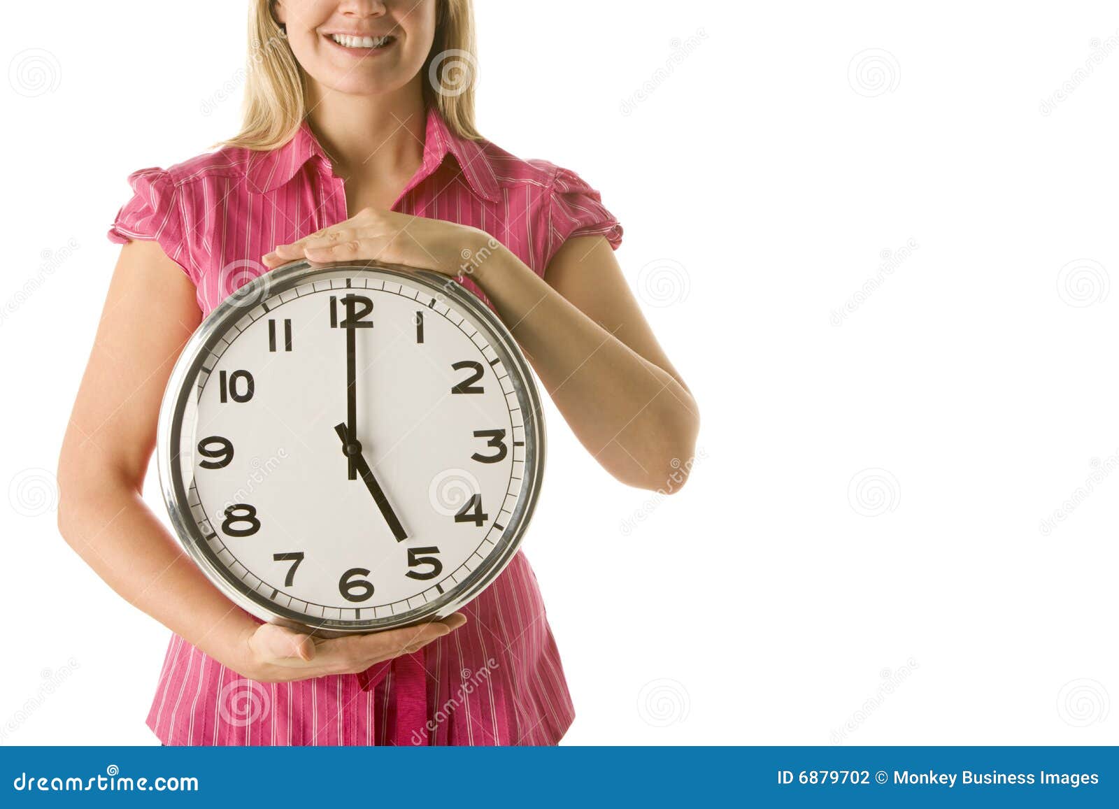 Woman Holding Clock stock photo. Image of cropped, blond - 6879702