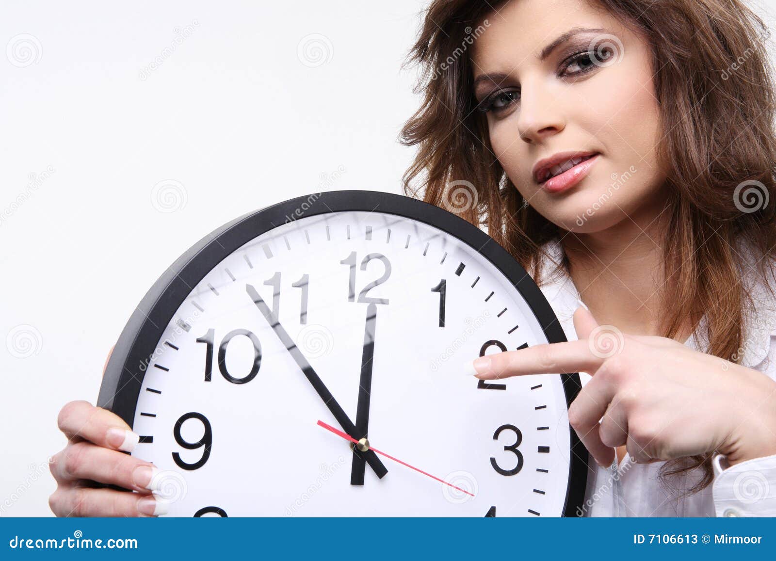 Woman holding clock. stock image. Image of girl, business - 7106613