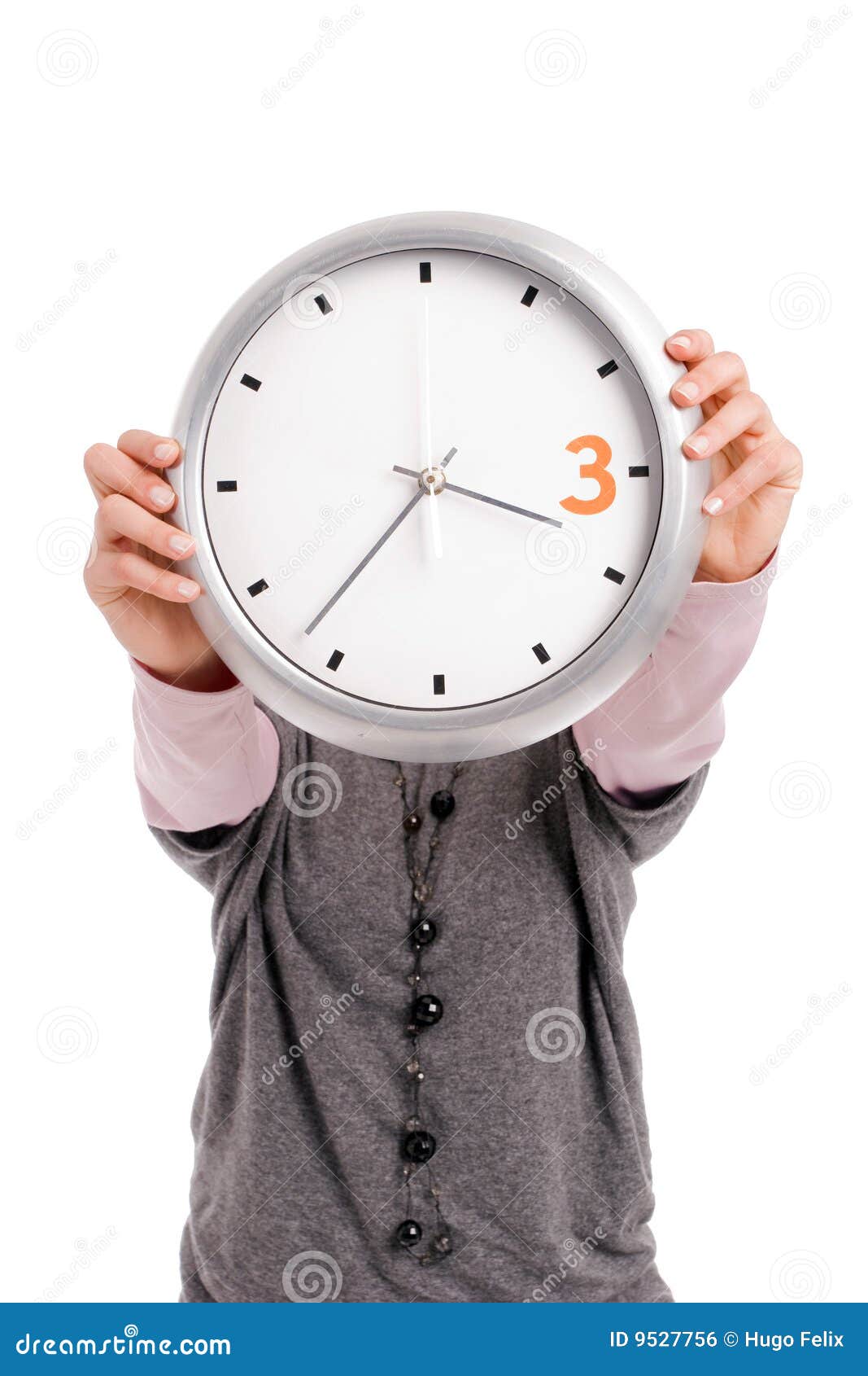 Woman holding a clock stock photo. Image of hour, adults - 9527756