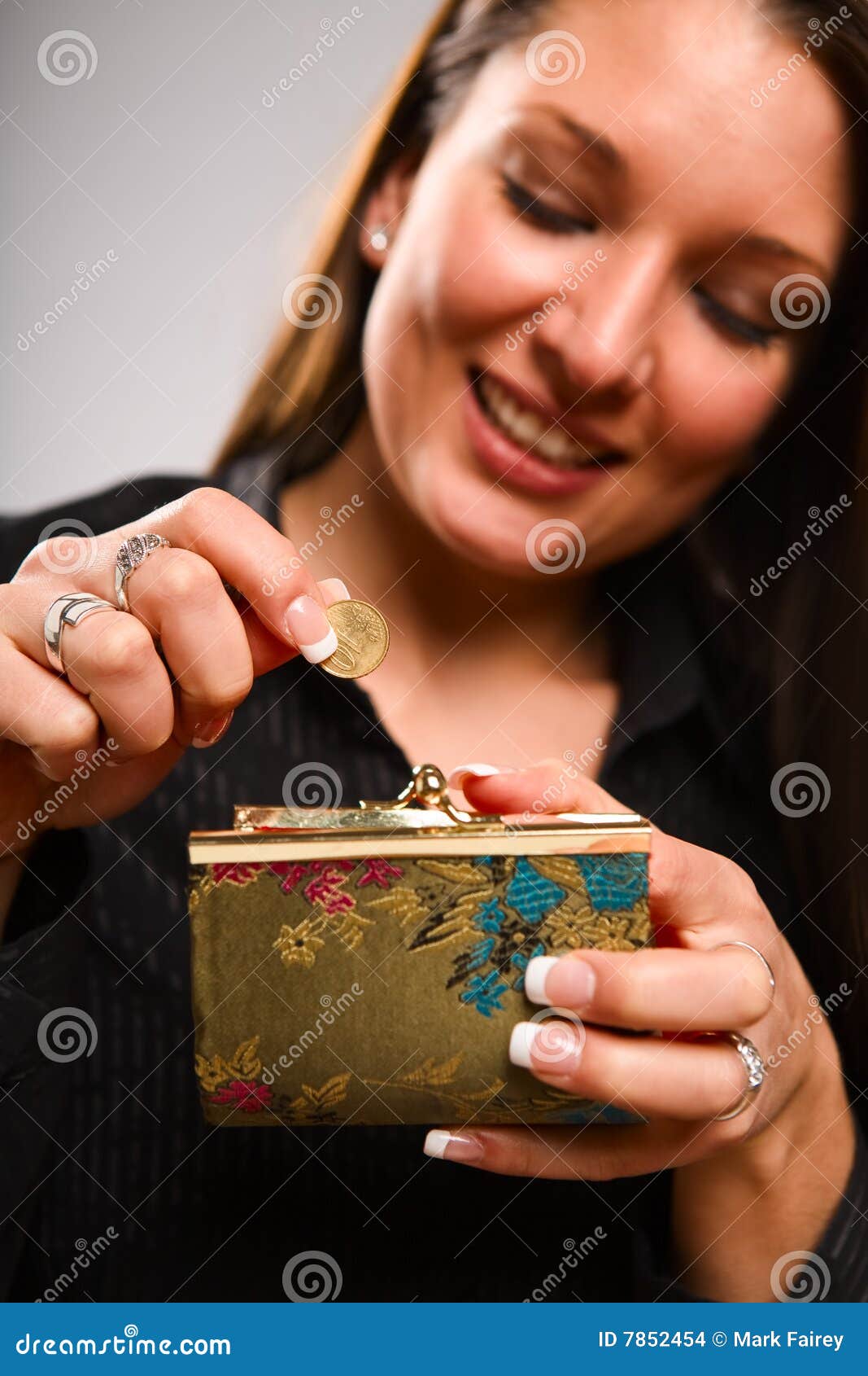 Woman holding coin purse stock photo. Image of woman, adults - 7852454