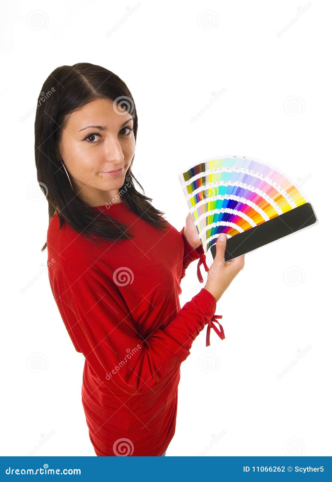 Woman holding color guide stock photo. Image of face - 11066262