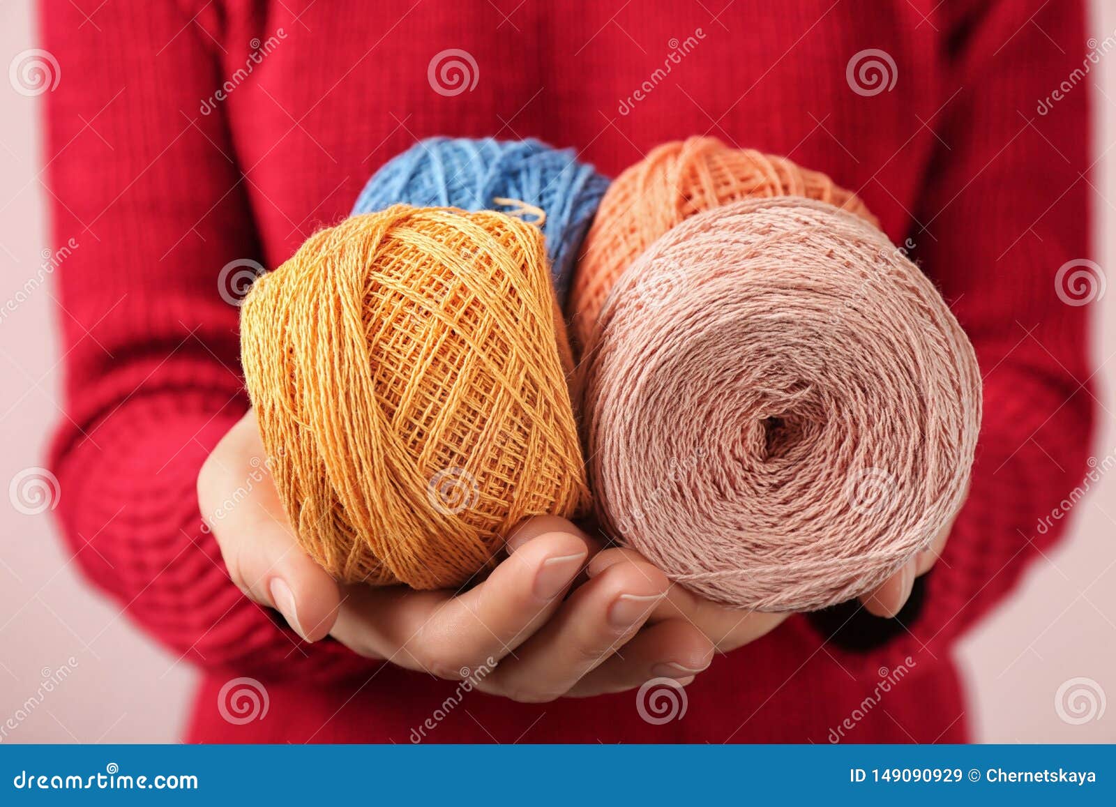 Colorful Clews Of Natural Wool On A Loom. Various Yarn On Weaving ...