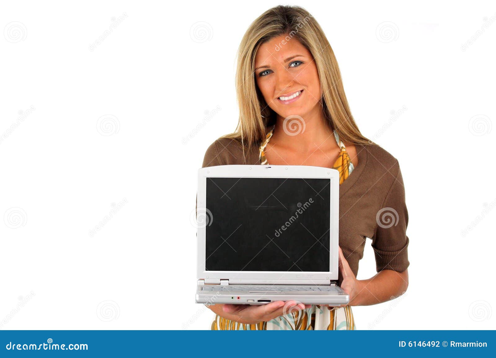 Woman Holding Computer stock photo. Image of long, pretty - 6146492