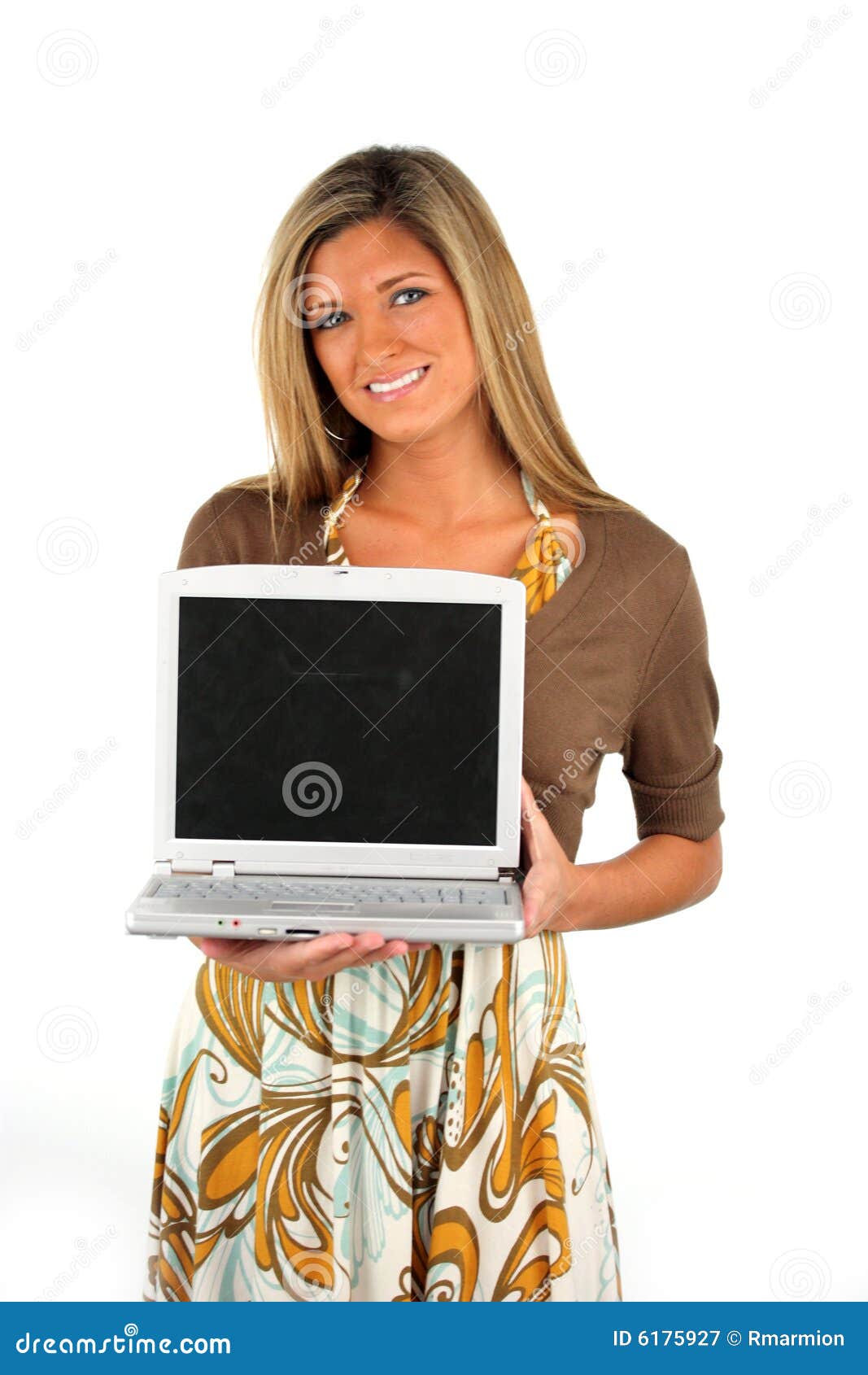 Woman Holding Computer stock image. Image of urban, attractive - 6175927