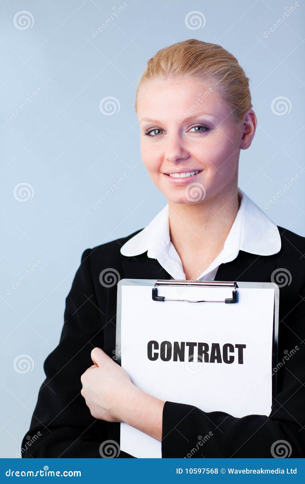 Woman Holding a Contract on a Clipboard Stock Photo - Image of finger ...
