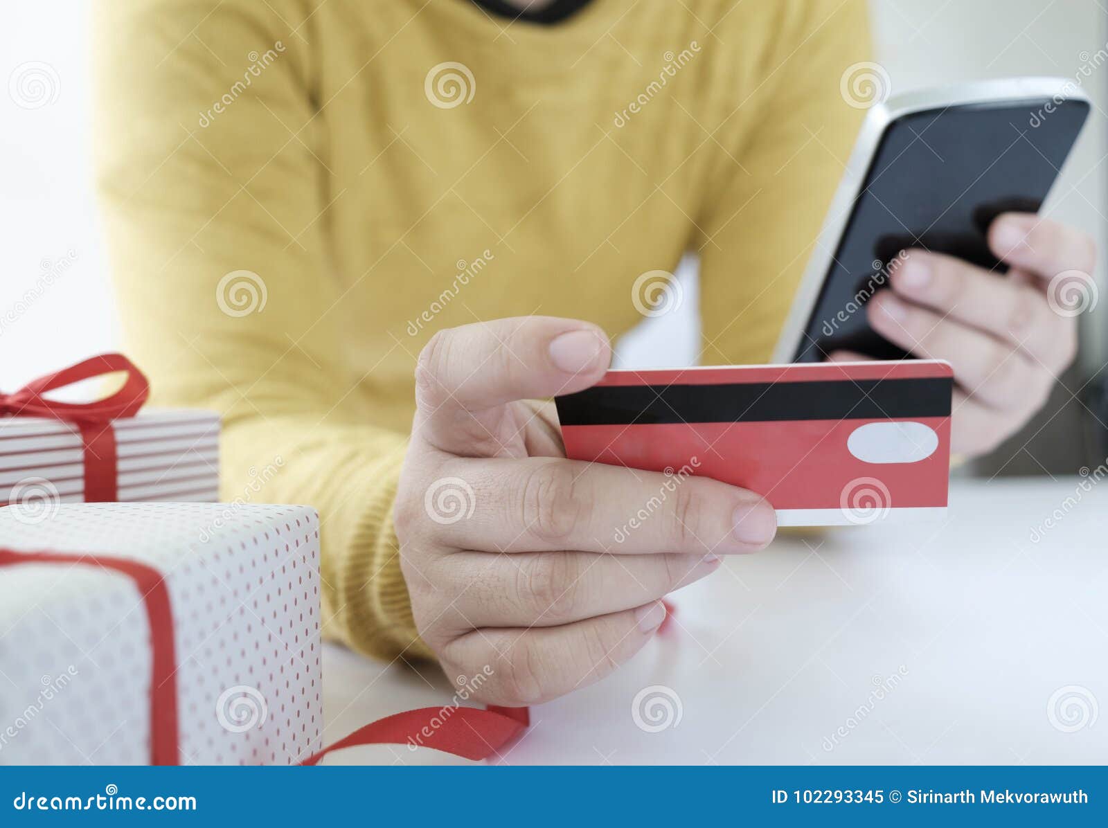 Woman Holding Credit Card and Doing Shopping Online. Stock Image ... Woman Holding Credit Card and Doing Shopping Online. Stock Image ...