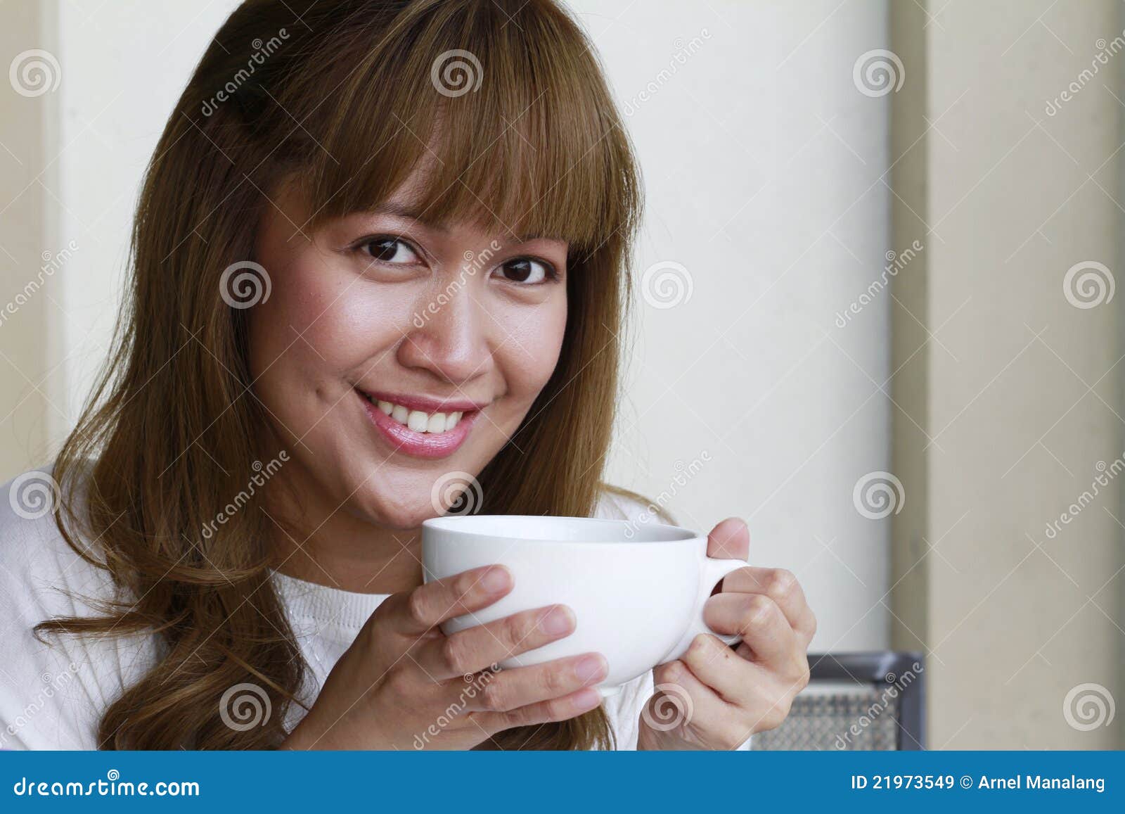 Woman Holding Cup stock image. Image of smiling, caffeine - 21973549